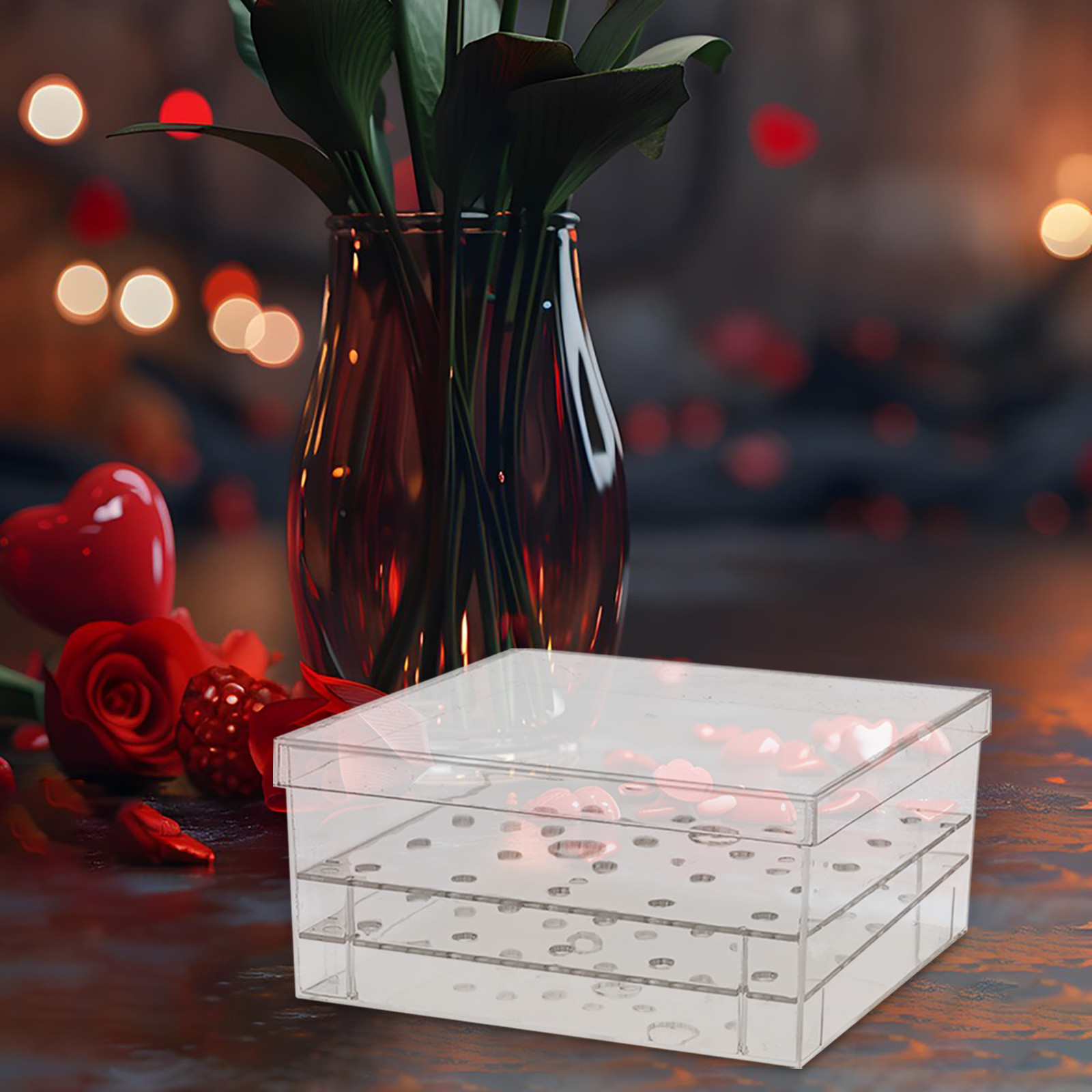 Evlvelym Home Decor Clearance Low Floral Vases Rectangle Acrylic Vase ...