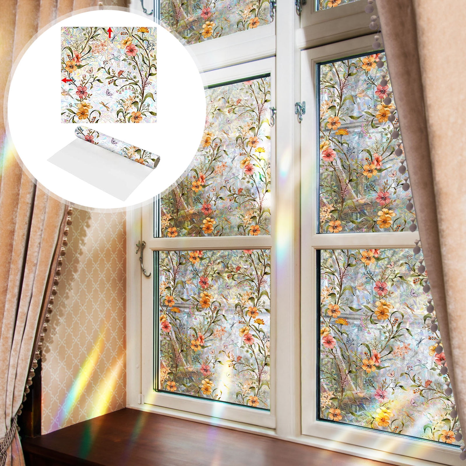 Evlvelym Stickers For Kids Floral Pattern Window Stickers Sunlight ...