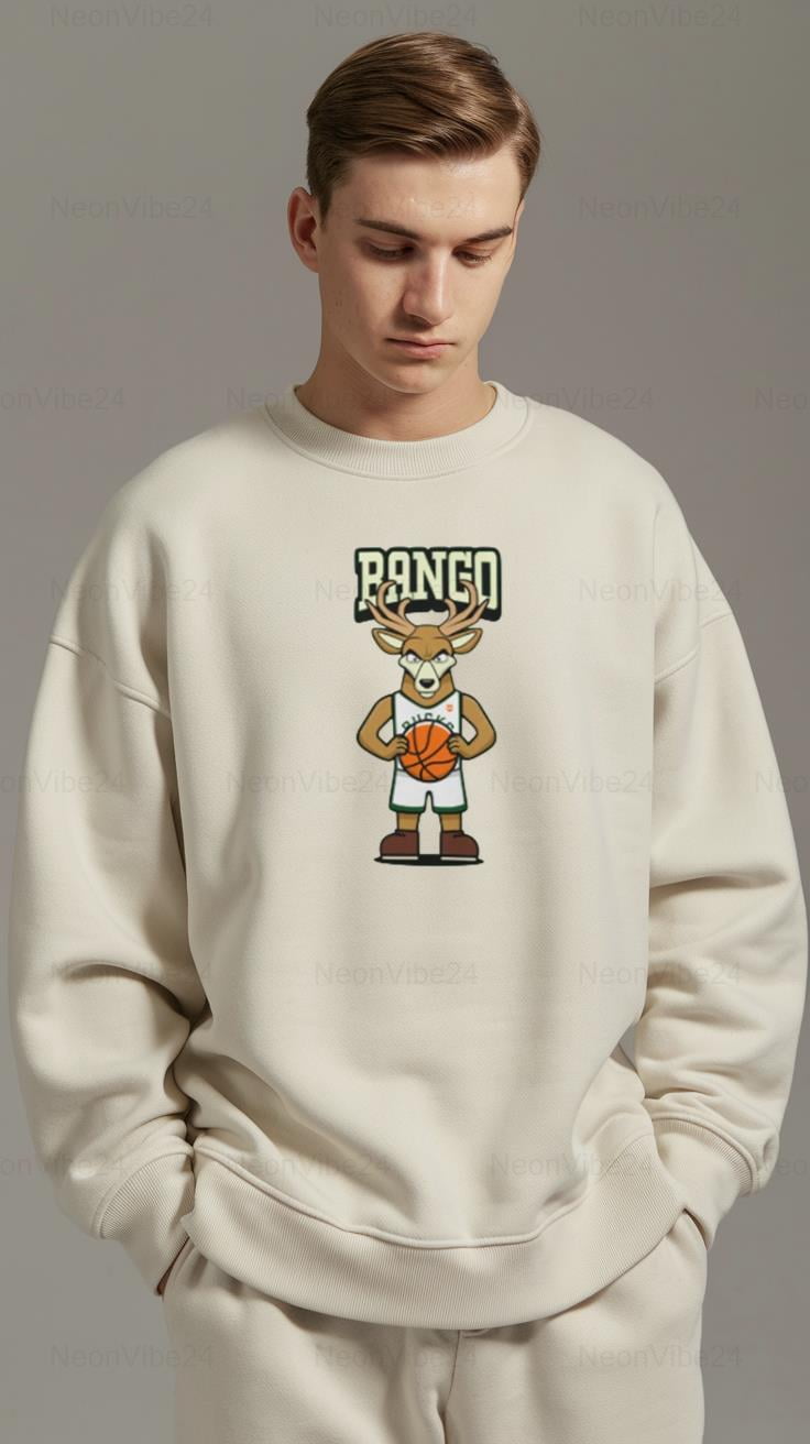 EvoWear365 Bango the Deer Funny Basketball Mascot Fan Sweatshirt, for ...