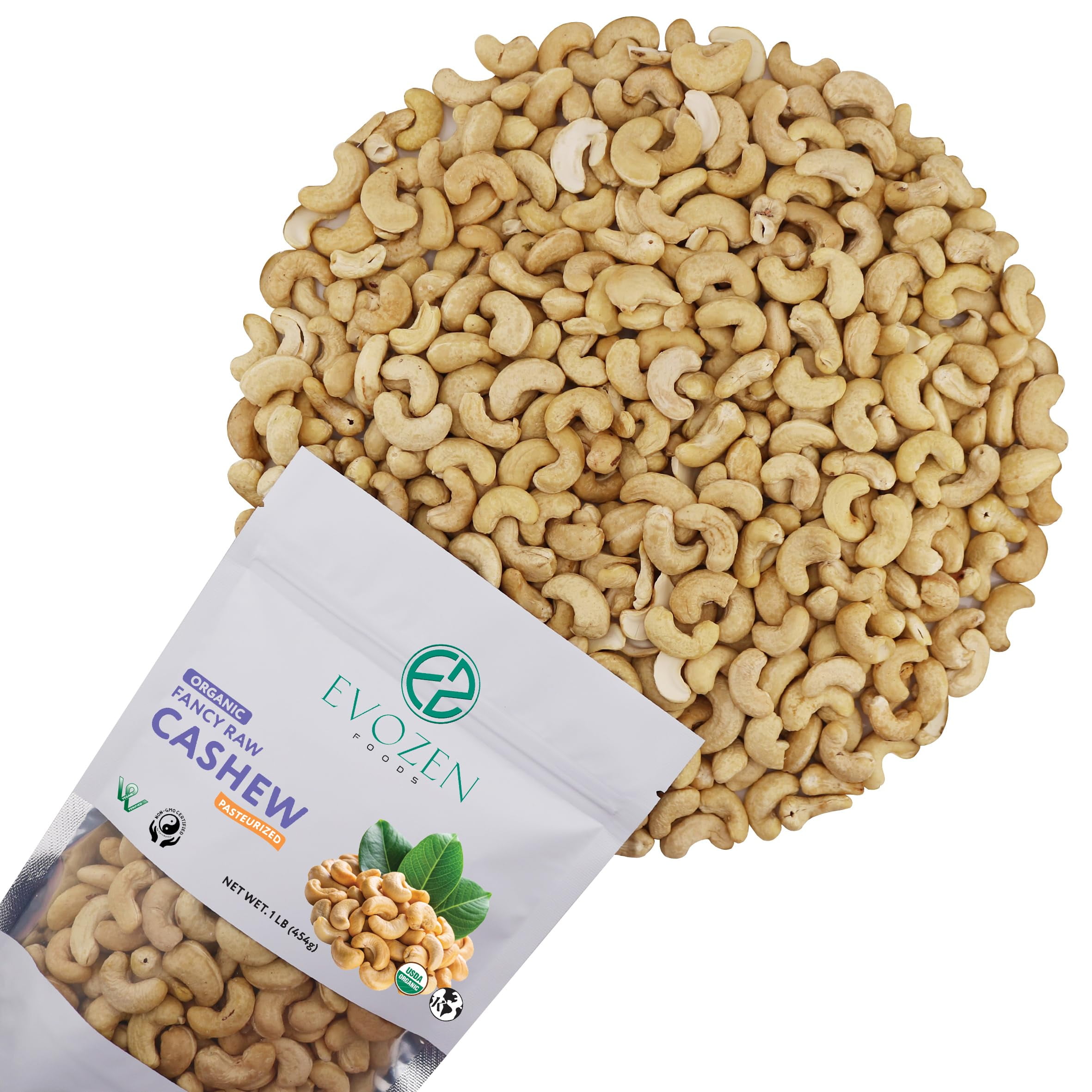 EvoZen Foods Organic Raw IRF13 Whole Cashews, Non-GMO, Certified Kosher ...