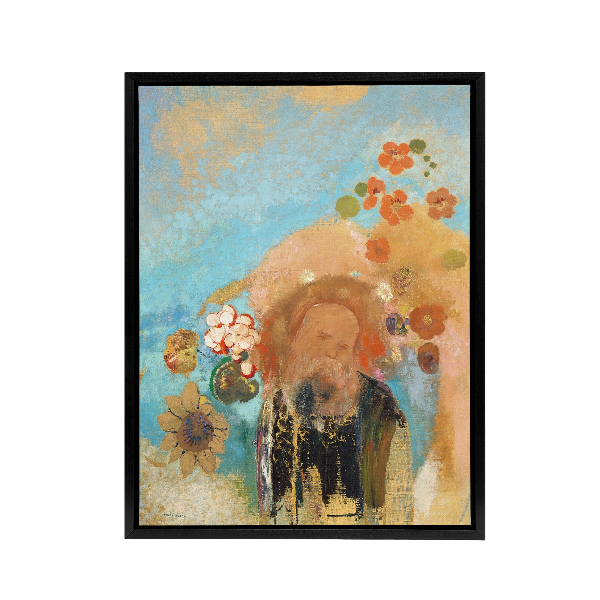 Evocation of Roussel Floral Portrait Redon Black Framed Canvas Wall Art ...