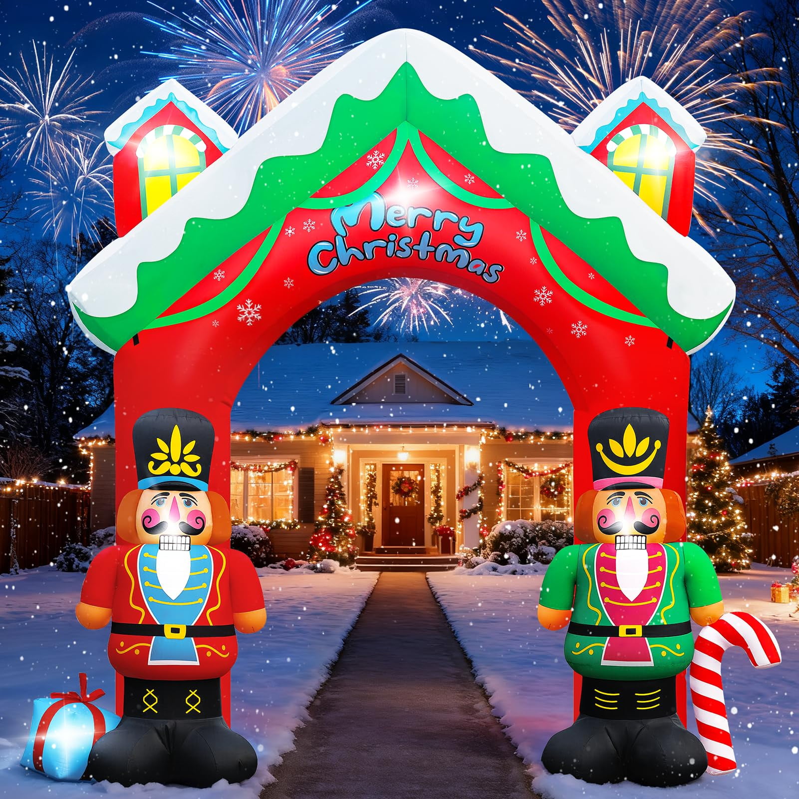 Evoio 9 FT Giant Christmas Archway Inflatables Nutcracker Decor, Xmas ...