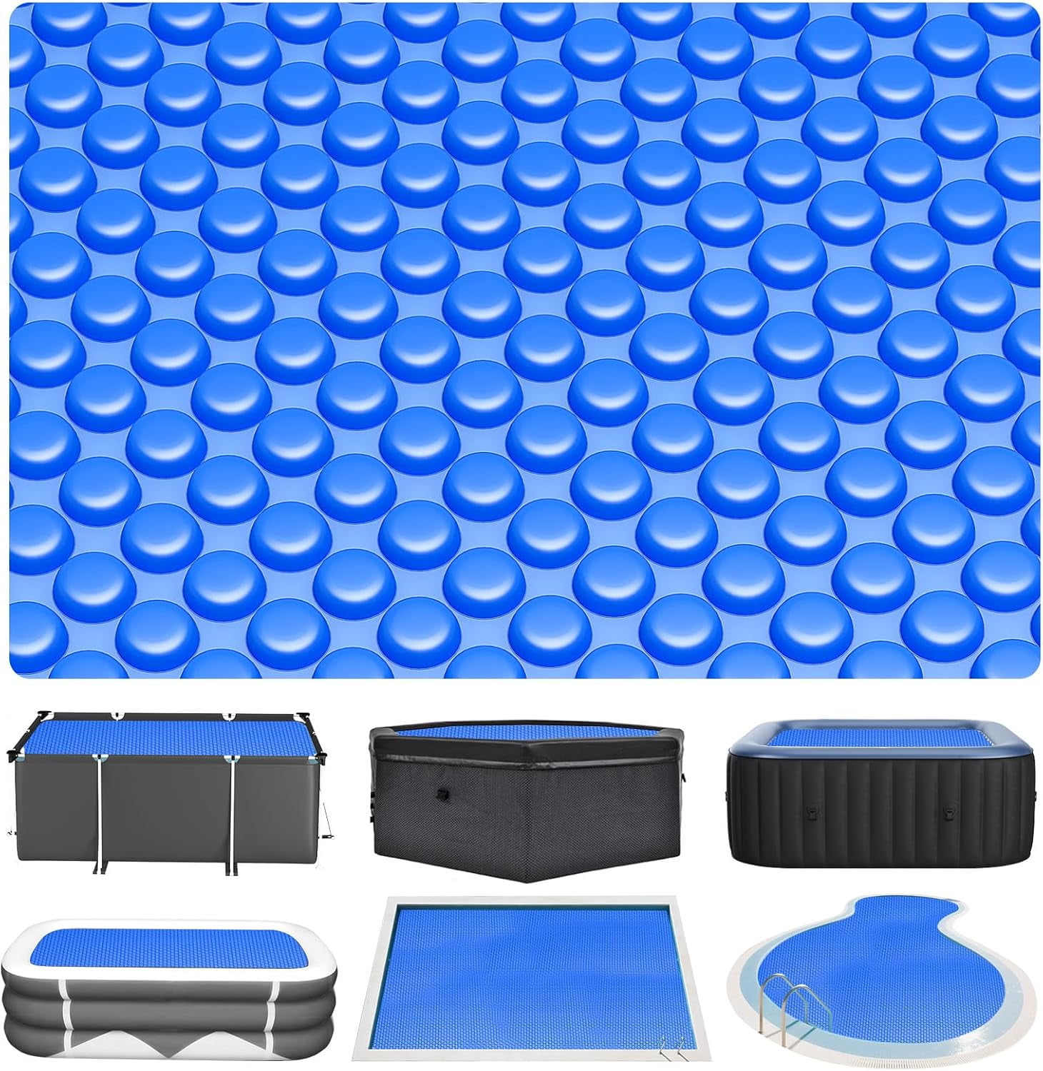 Evoio Solar Pool Covers, 6 x 12 Foot Solar Pool Blankets for Inground ...