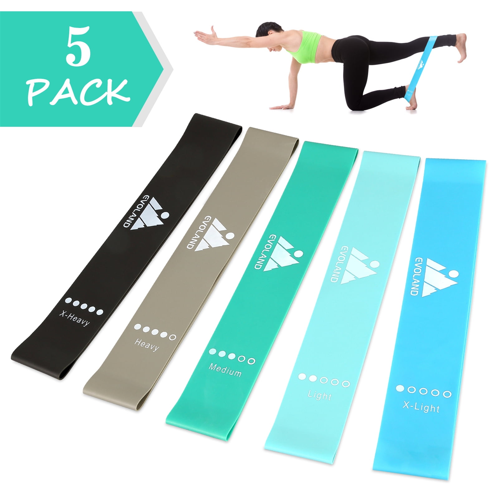 Evoland Resistance Band, Workout Equipment for Glute Training, Set of 5 Exercise Loop Bands ...