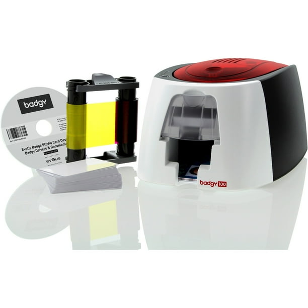 Evolis Badgy100 Plastic ID Card Solution - 40 Card Feeder, 40 Card ...