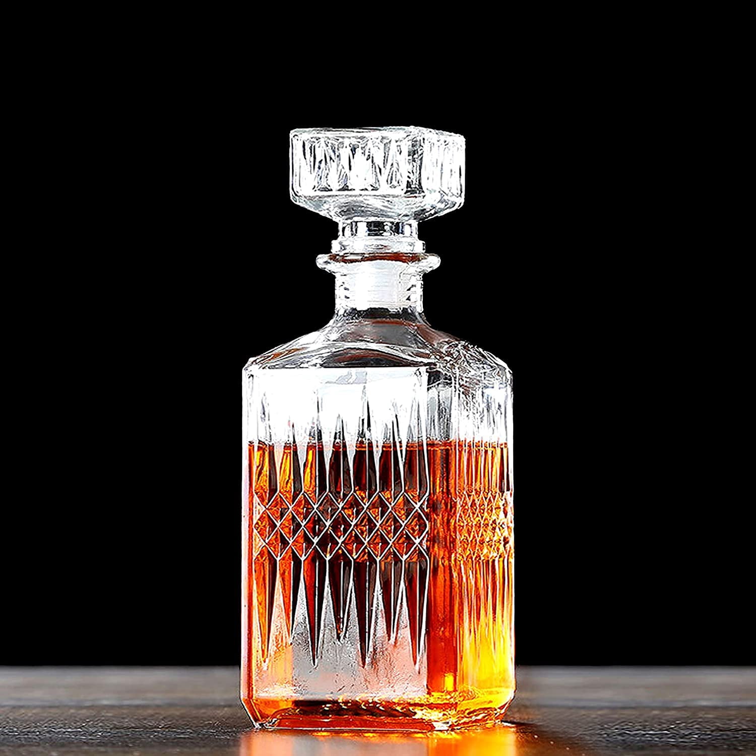 Evolluxi Glass Decanter with Airtight Geometric Stopper Whiskey ...