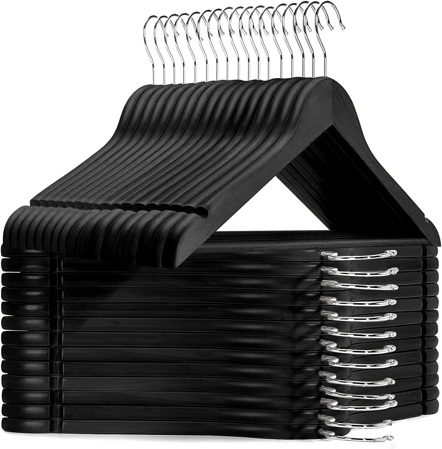 Evolluxi Premium Wooden Hangers Durable Slim Coat Hanger Solid Wood Suit Hangers with 360Degree ...