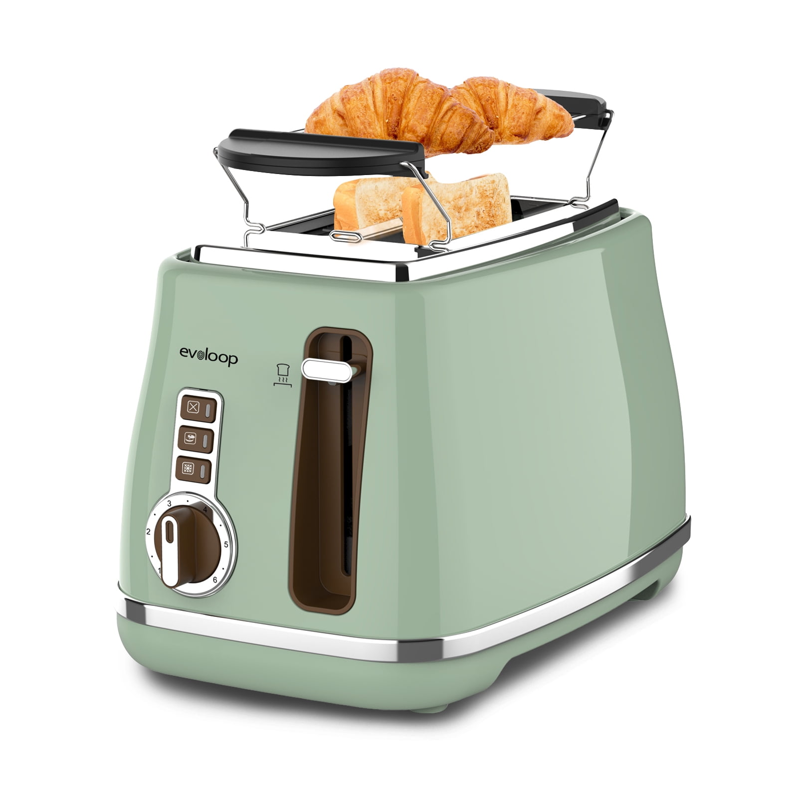 Evoloop 2 Slice Toaster, Stainless Steel, 6 Settings, Bagel/Defrost ...