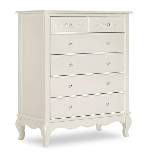 Evolur Aurora 6 Drawer Tall Chest in Ivory Lace, Spacious Drawers ...