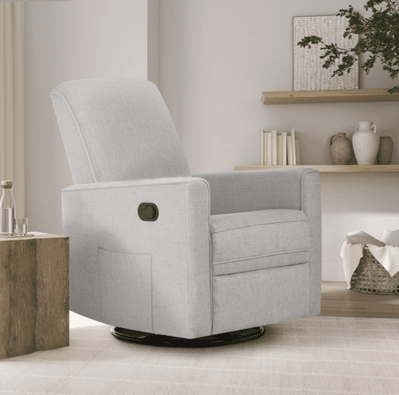 Evolur Raleigh Nursery Glider Recliner and Rocking Chair in Fog, 360 ...