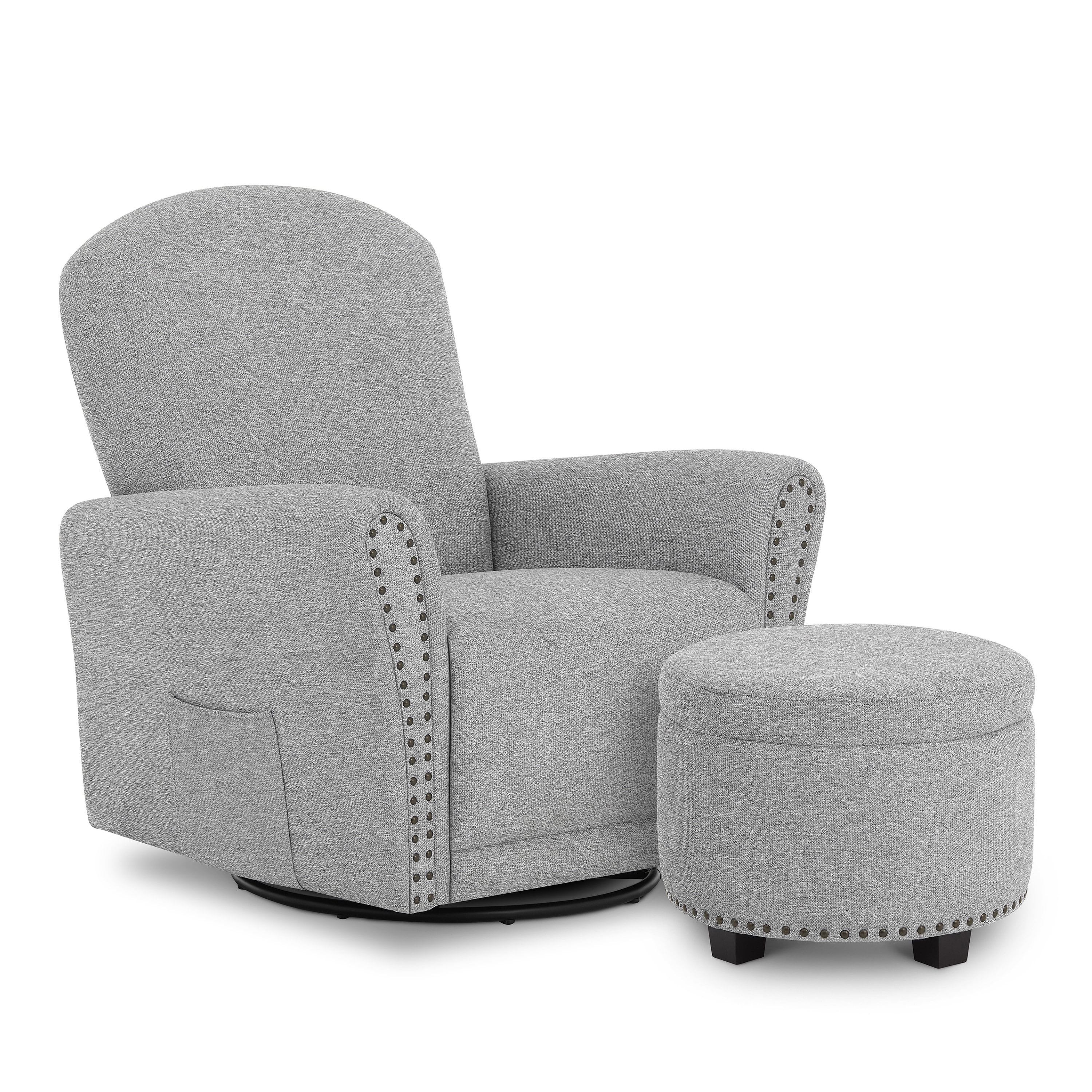 Evolur Vienna Swivel Glider with Ottoman and Nailhead Trim, Greenguard ...