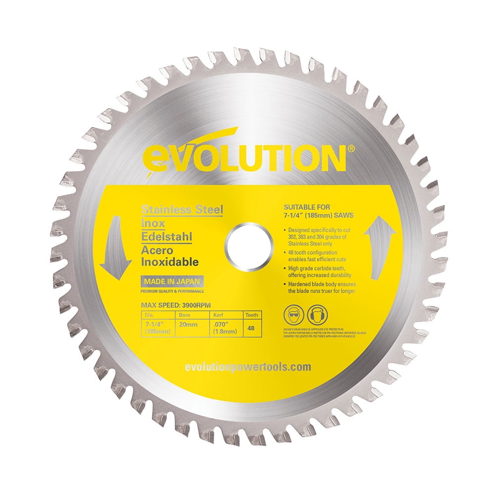 Evolution 185BLADESSN | 7-1/4 In. | 48T | 20mm Arbor | Stainless Steel ...