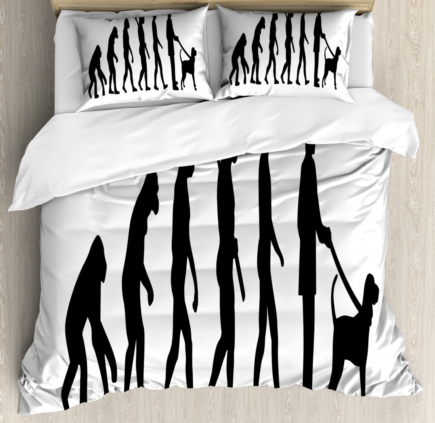 Evolution Duvet Cover Set King Size, Monochromatic Silhouette Style ...