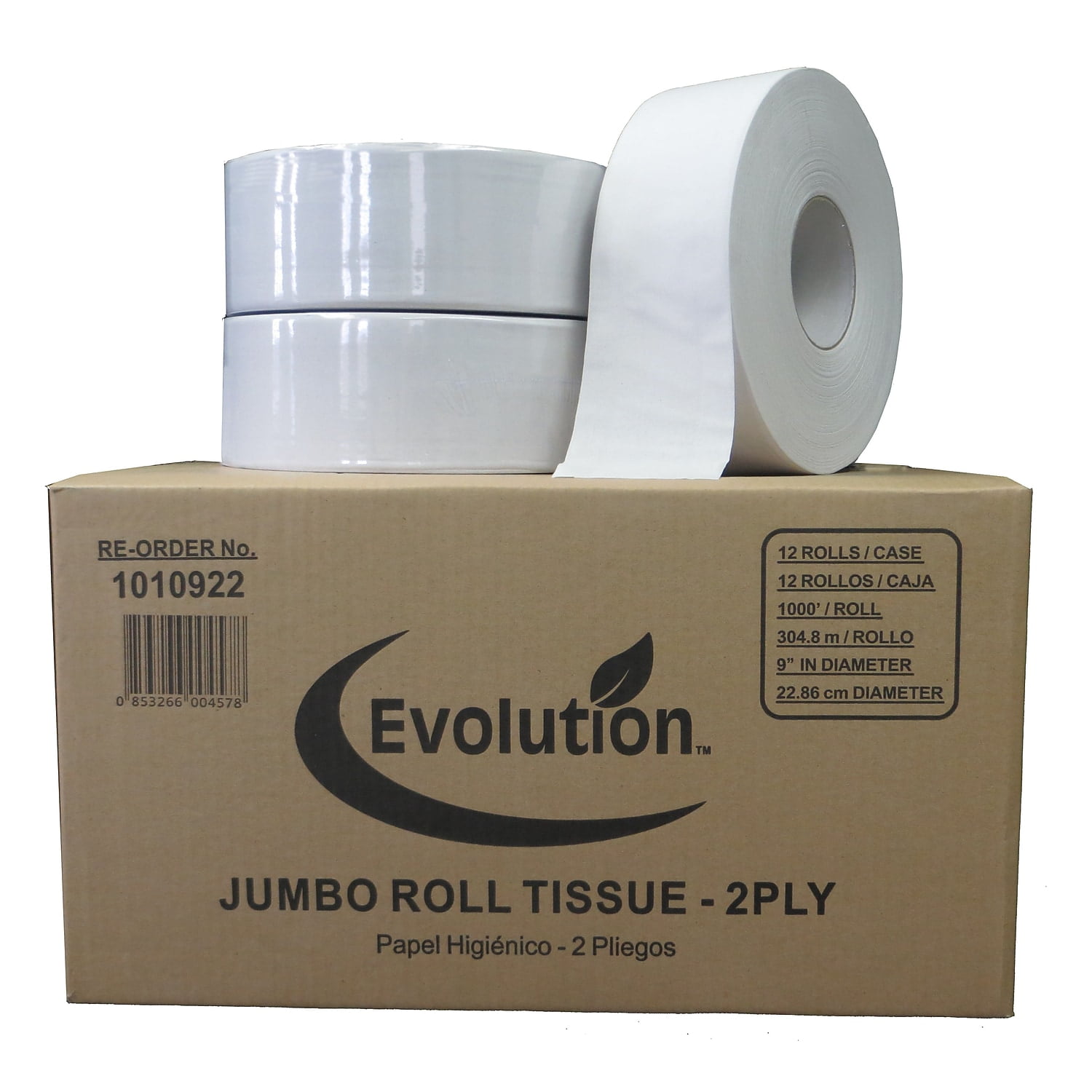 Evolution Jumbo Roll Bath Tissue 2 Ply 1000' Roll12/Carton PRO00457 ...