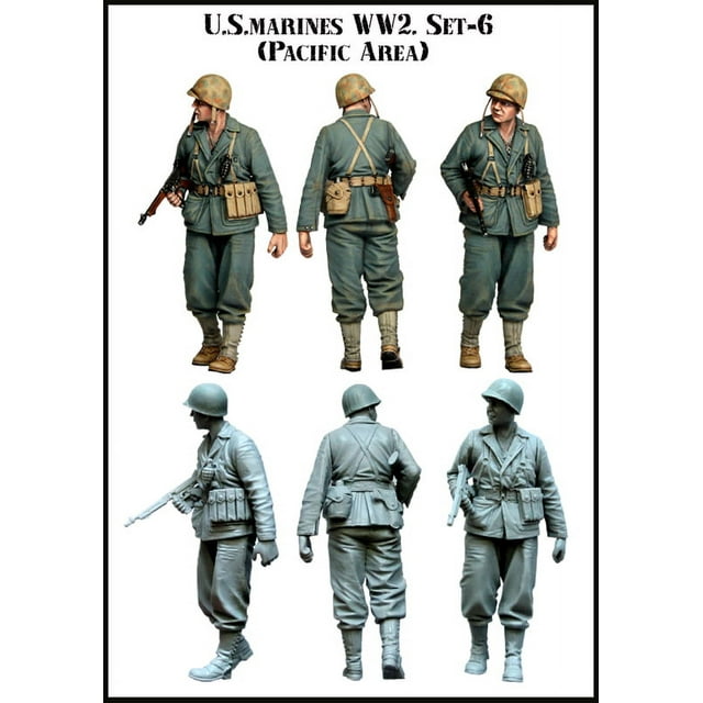 Evolution Miniatures 1:35 WWII US Marines Pacific Set6 Resin Figure Kit ...