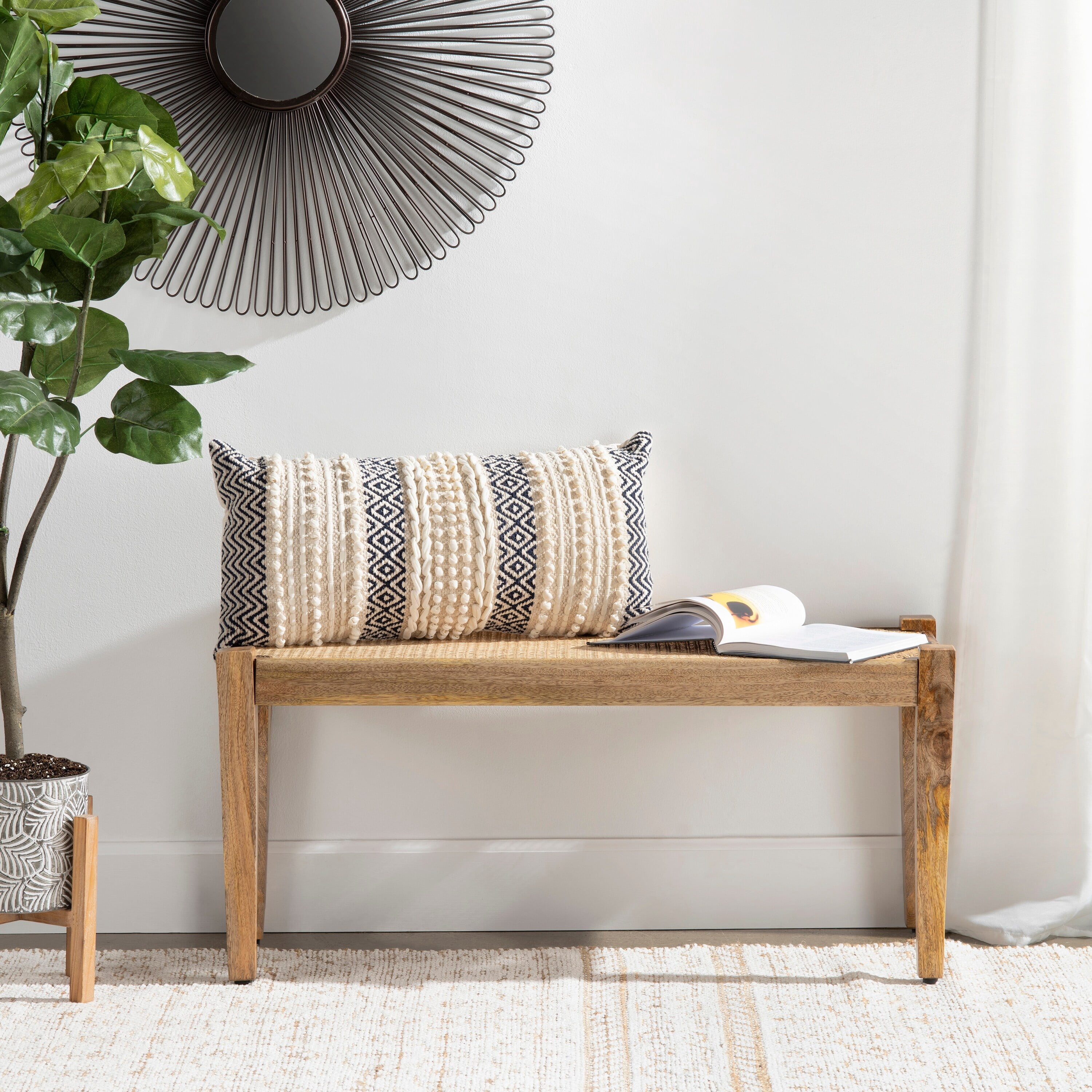 Evolution by Crestview Collection Elena 40" Wide Eyelet Cane Bench - 40 ...