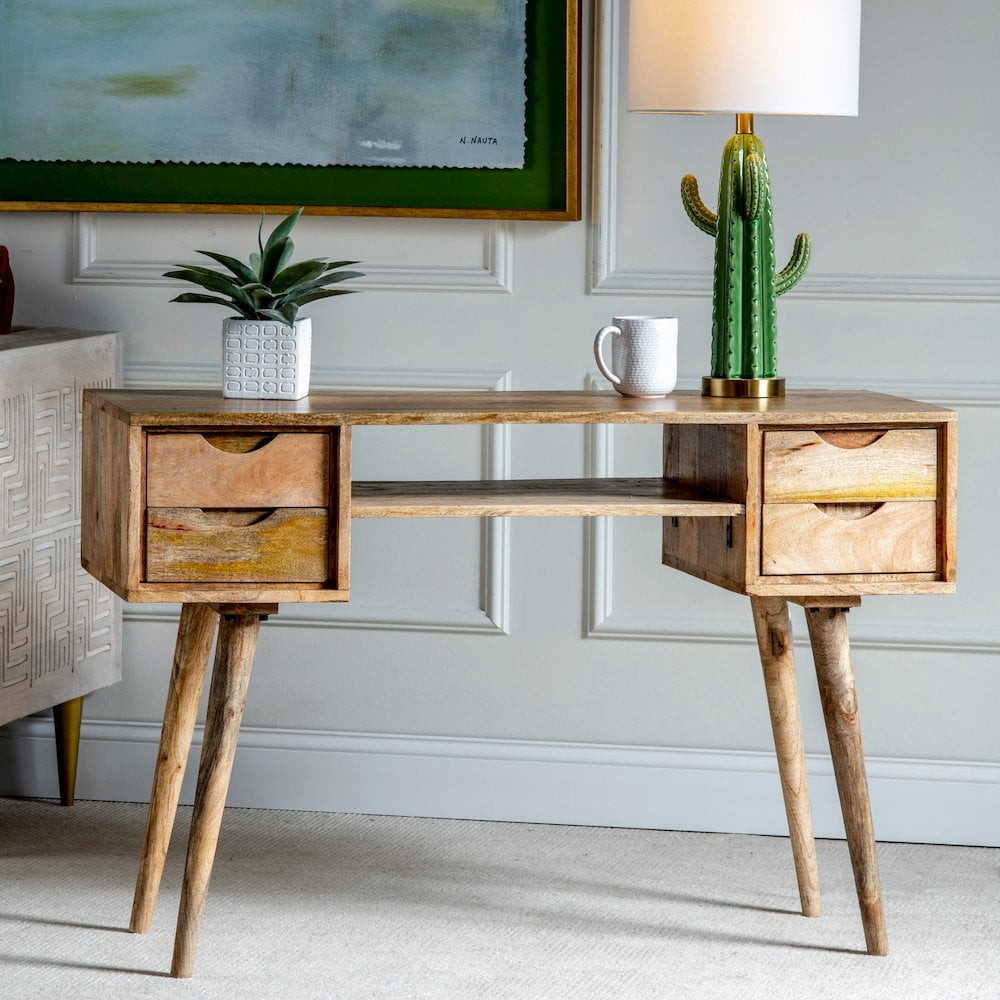 Crestview Collection Evolution Tall Storage Desk, 4 Drawer, Mango Wood ...