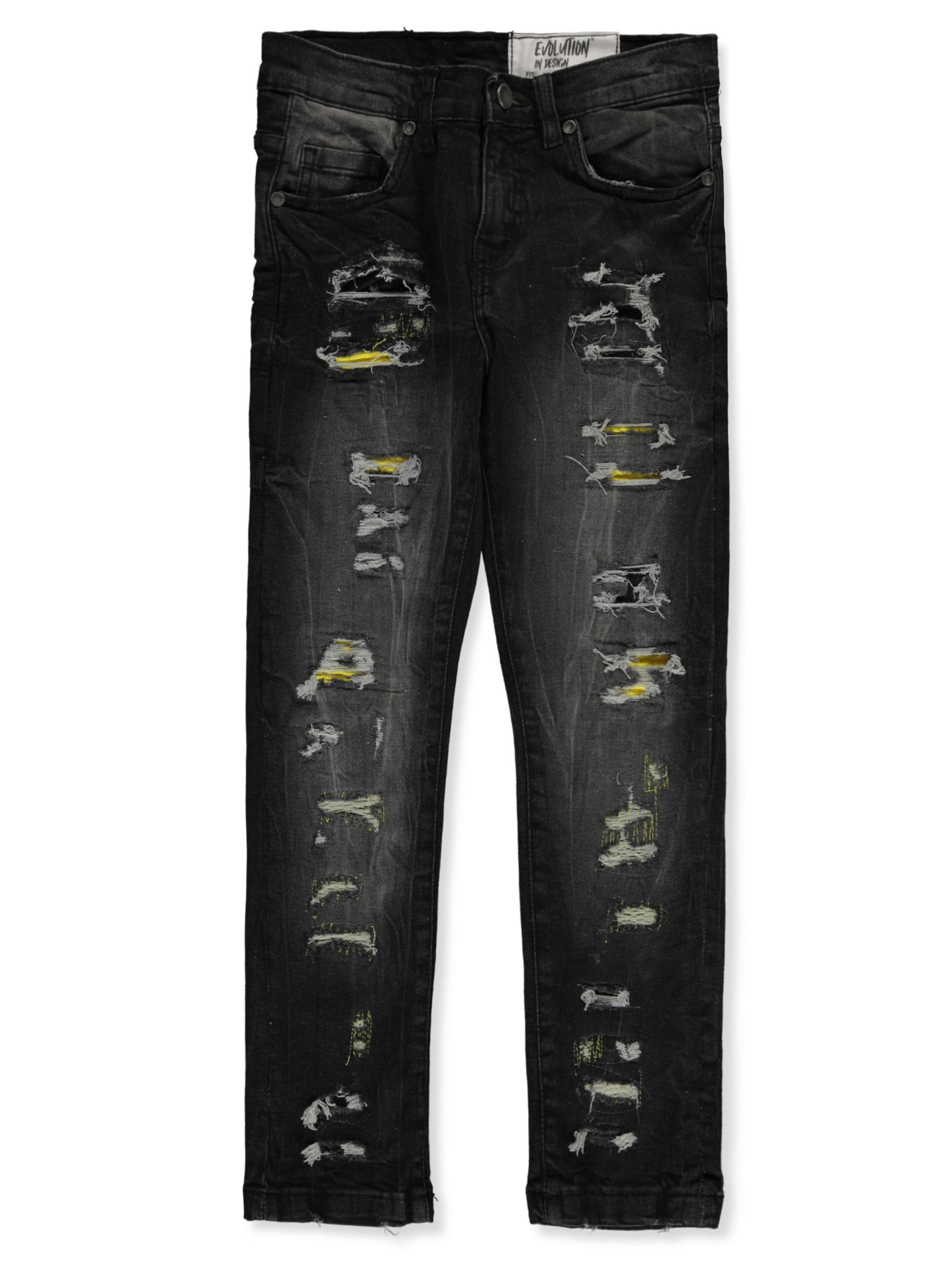 Evolution in Design Boys' Rip Jeans Color: black/yellow Size: 18 ...