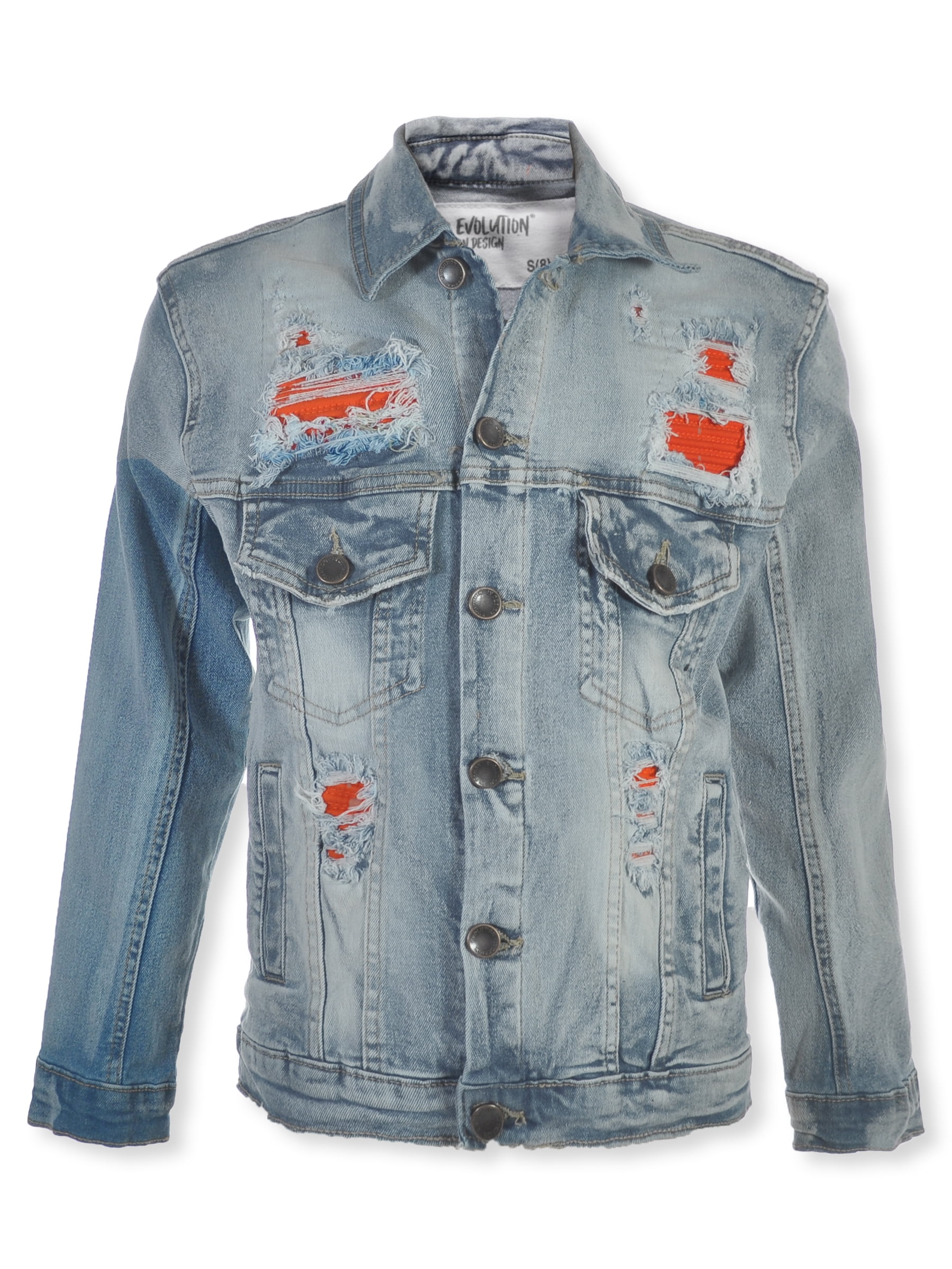 Evolution in Design Boys' Ripped Denim Jacket Color: blue/orange Size ...