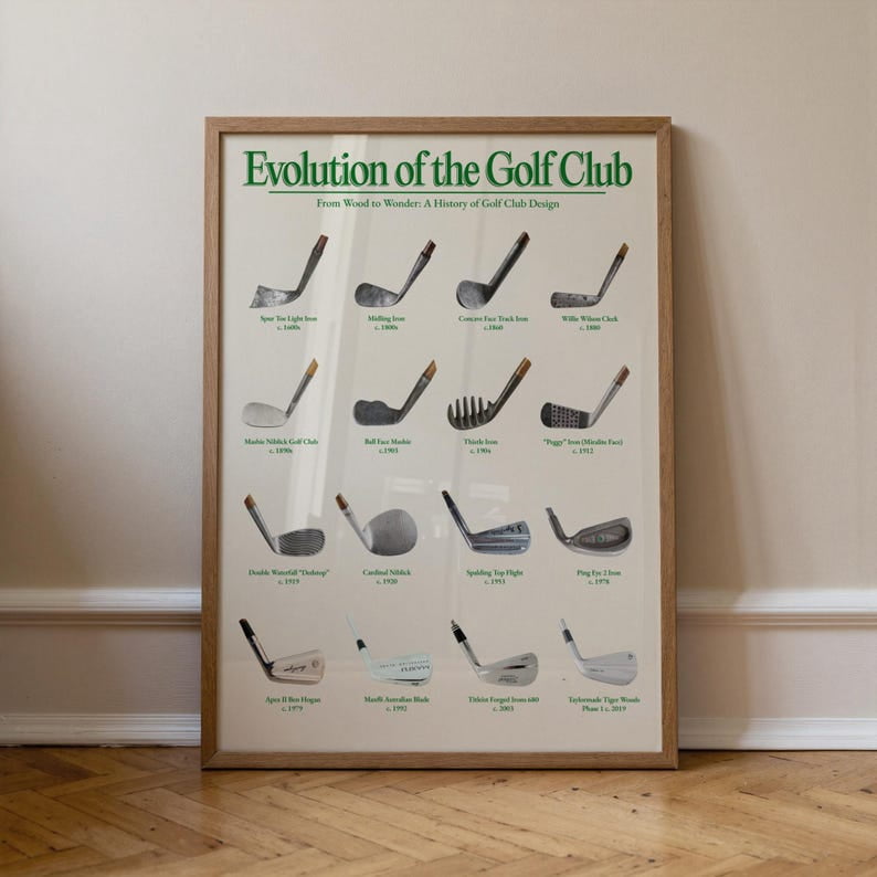 Evolution of Golf Clubs History Art Print Game Room Sports Decor 12x18 ...