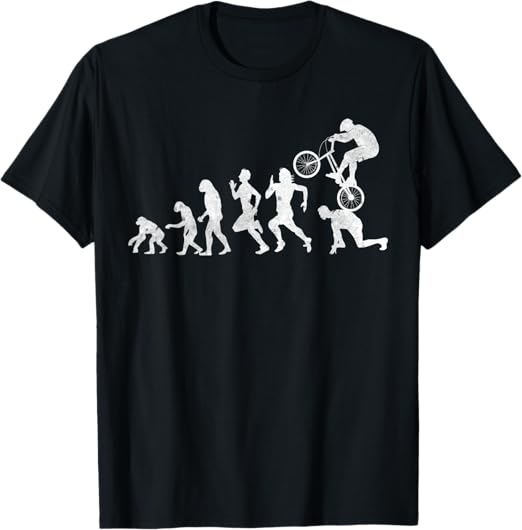 Evolution of Man Bike Mountain MTB Bicycle Mountainbiker Fun T-Shirt ...