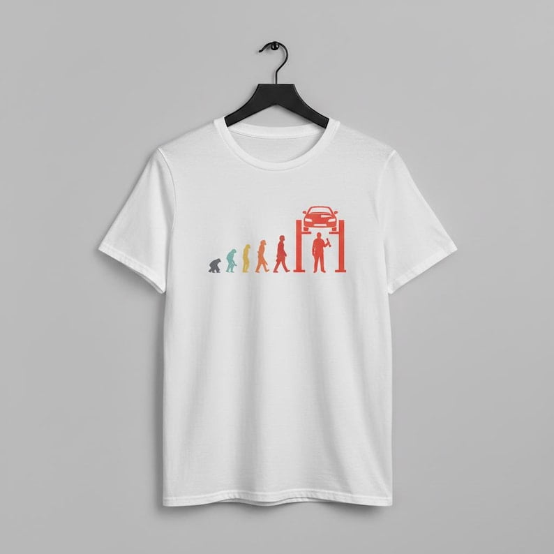 Evolution of Man Car Mechanic Graphic T-Shirt, Automotive Workshop Tool ...