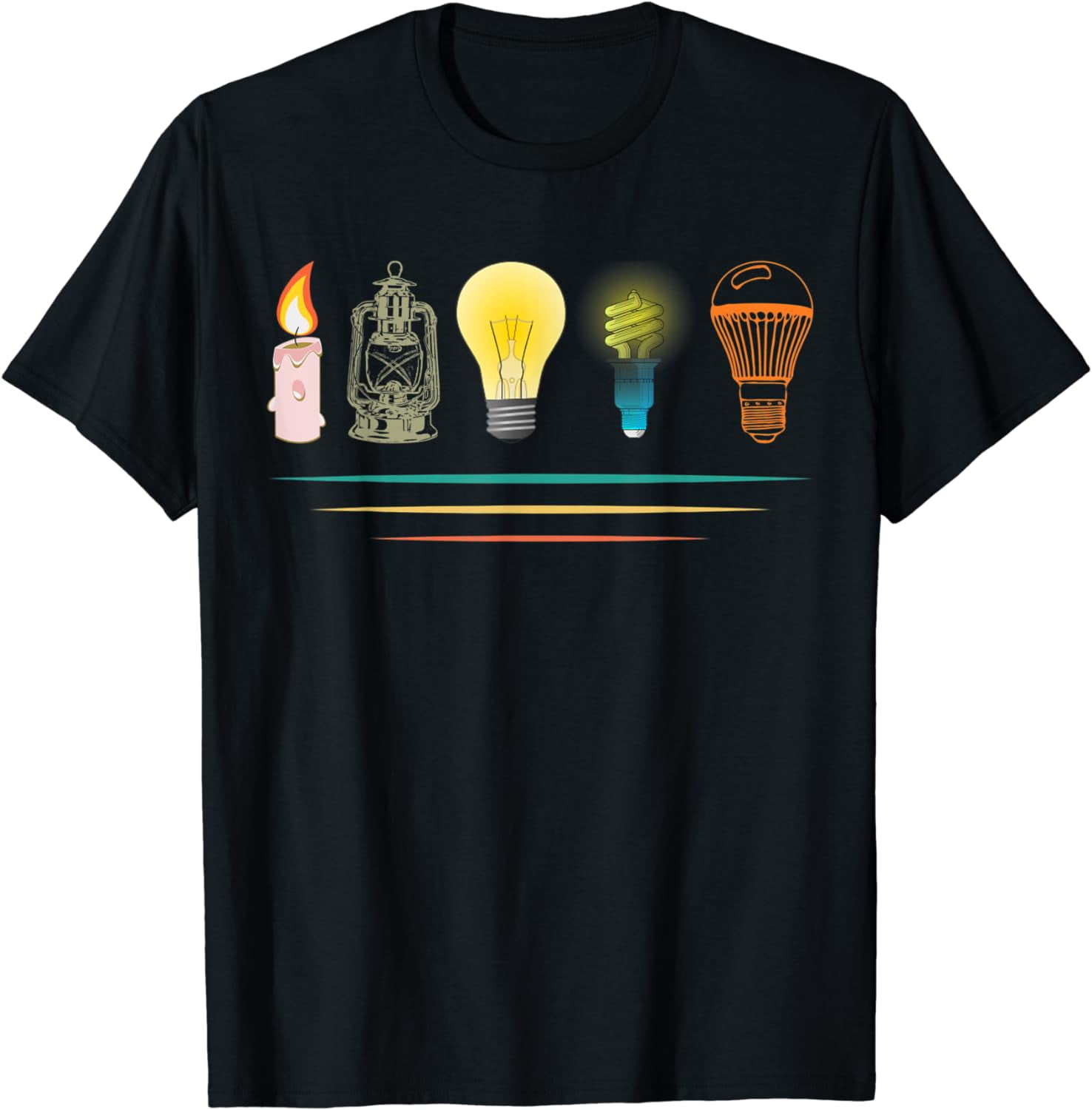 Evolution of light lighting electricity funny electrician T-Shirt ...
