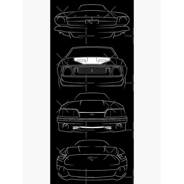 Evolution of the Ford Mustang GT - front stencil, white Modern Art ...
