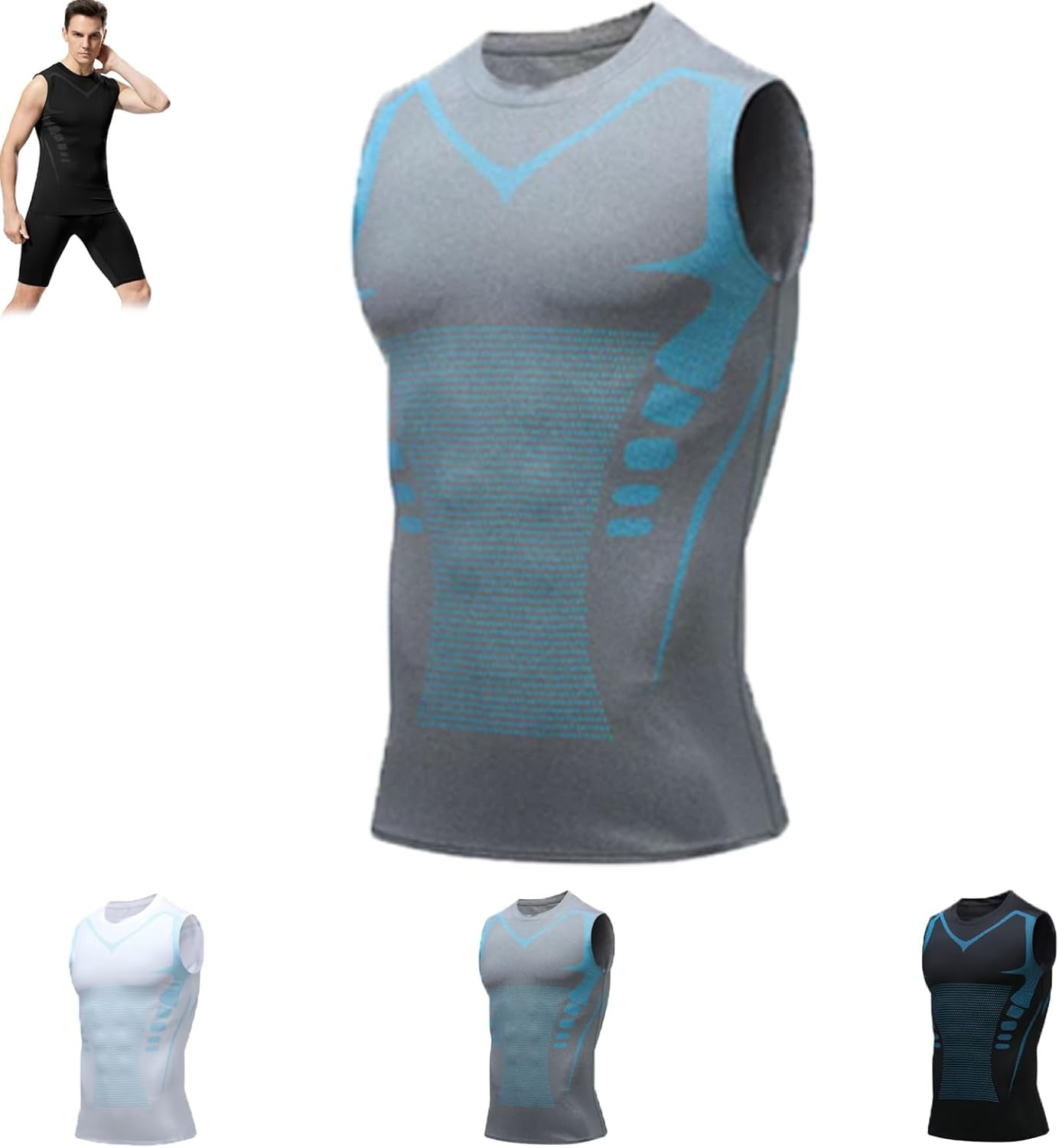 Evolv-V Men Compression Shirt,Version Ionic Shaping Sleeveless Shirt for Men to Build a Perfect ...