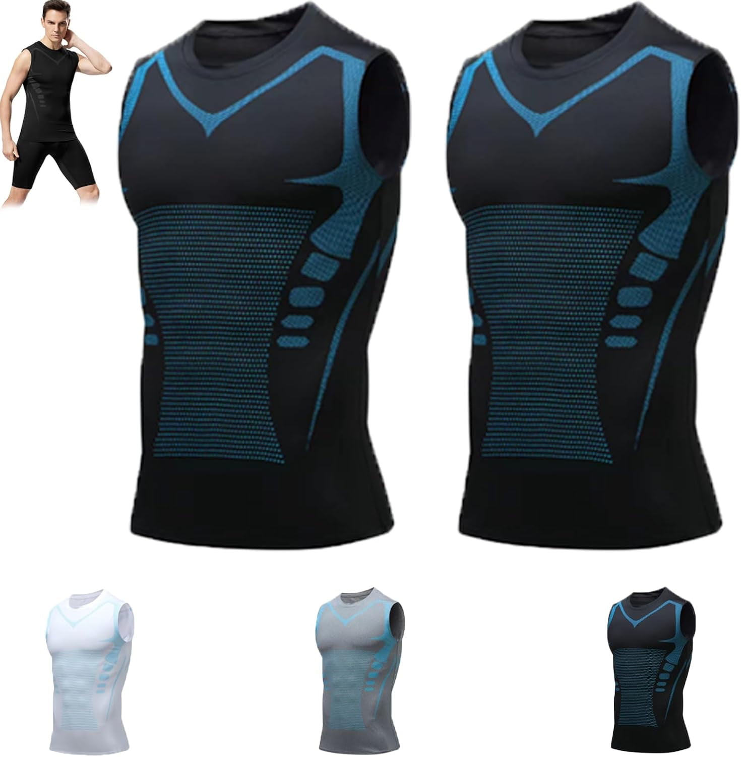 Evolv-V Men Compression Shirt,Version Ionic Shaping Sleeveless Shirt for Men to Build a Perfect ...