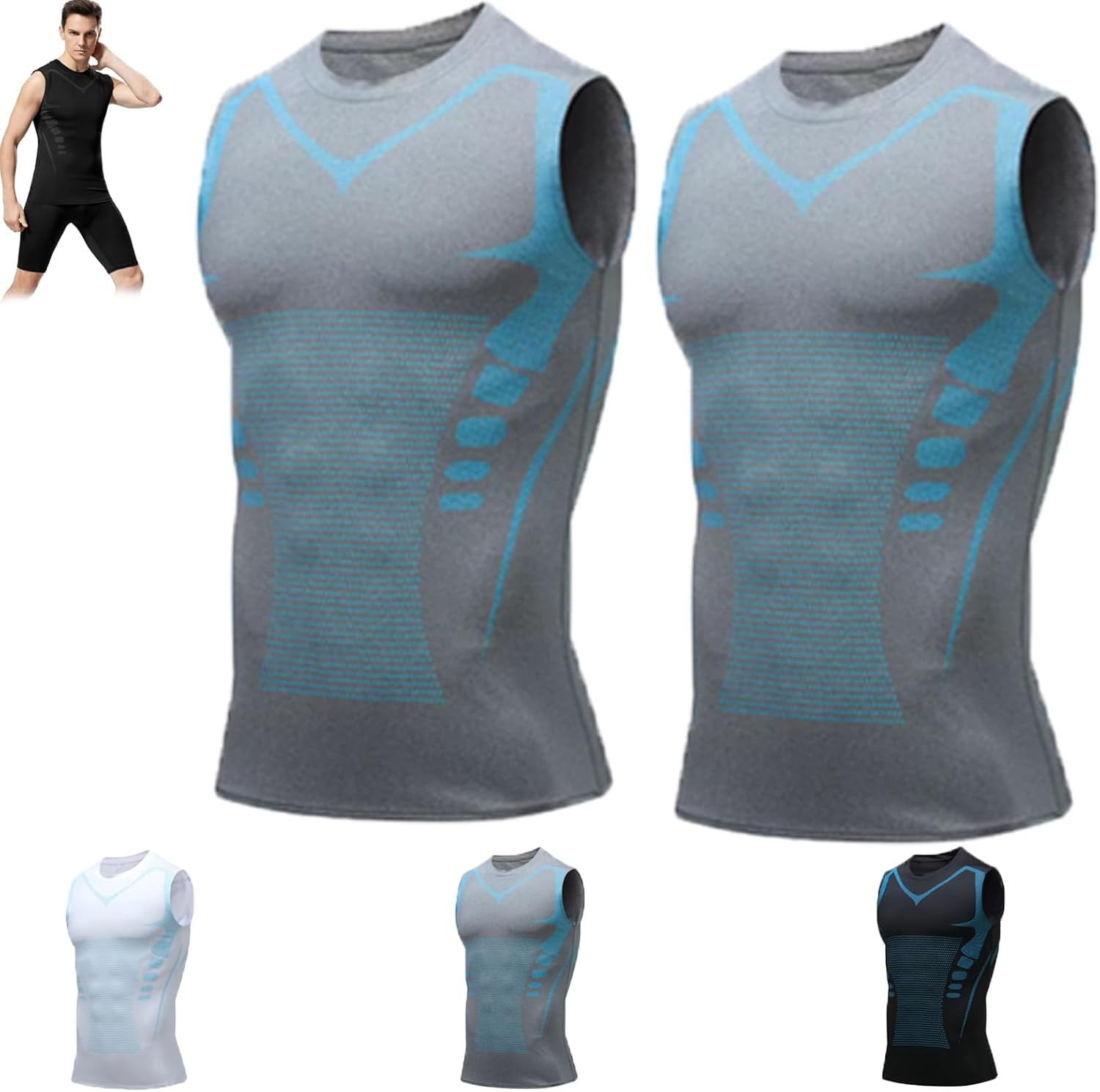 Evolv-V Men Compression Shirt,Version Ionic Shaping Sleeveless Shirt ...