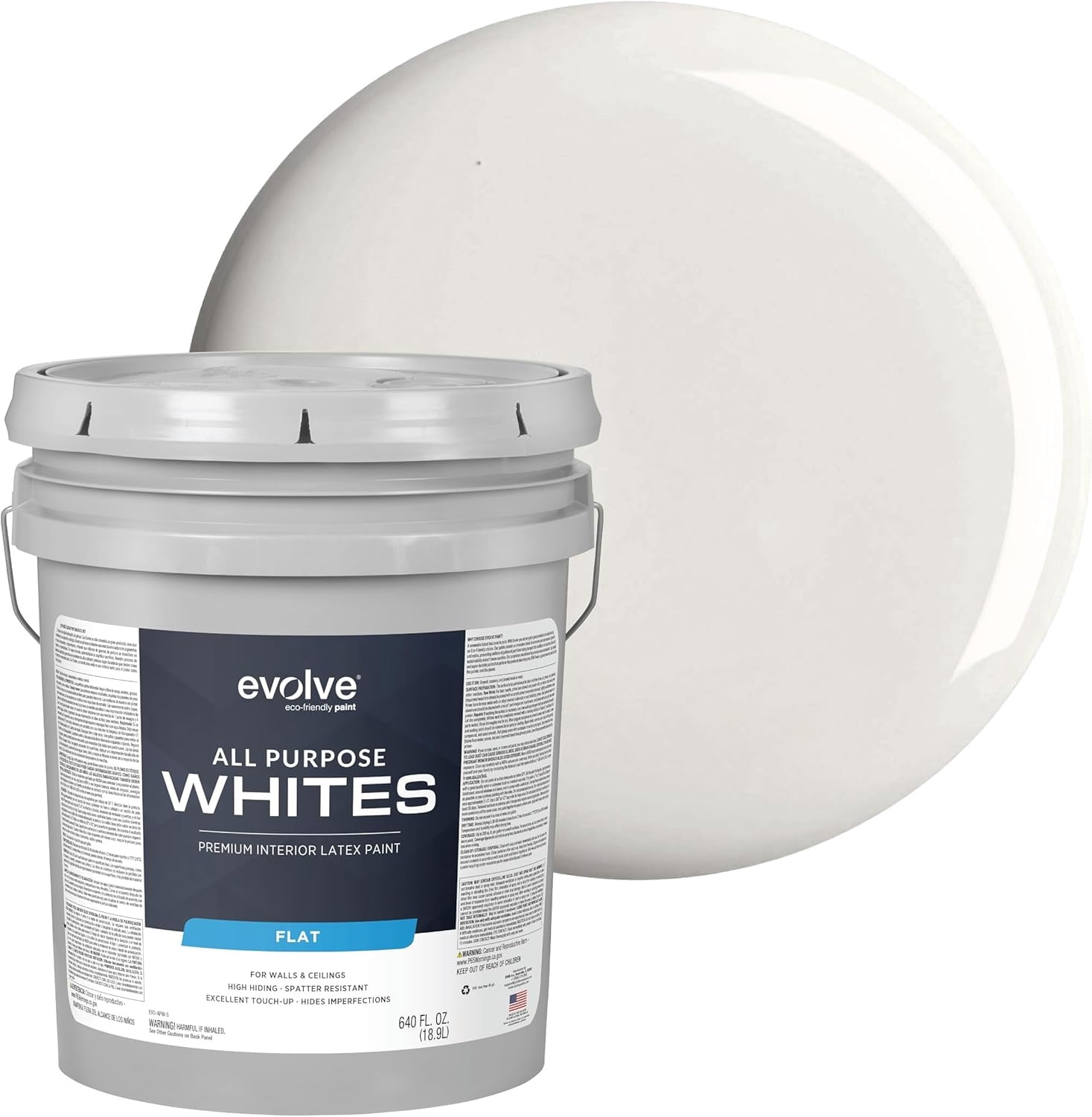 Evolve All-Purpose White Paint, Latex Flat Interior Paint for Walls and ...