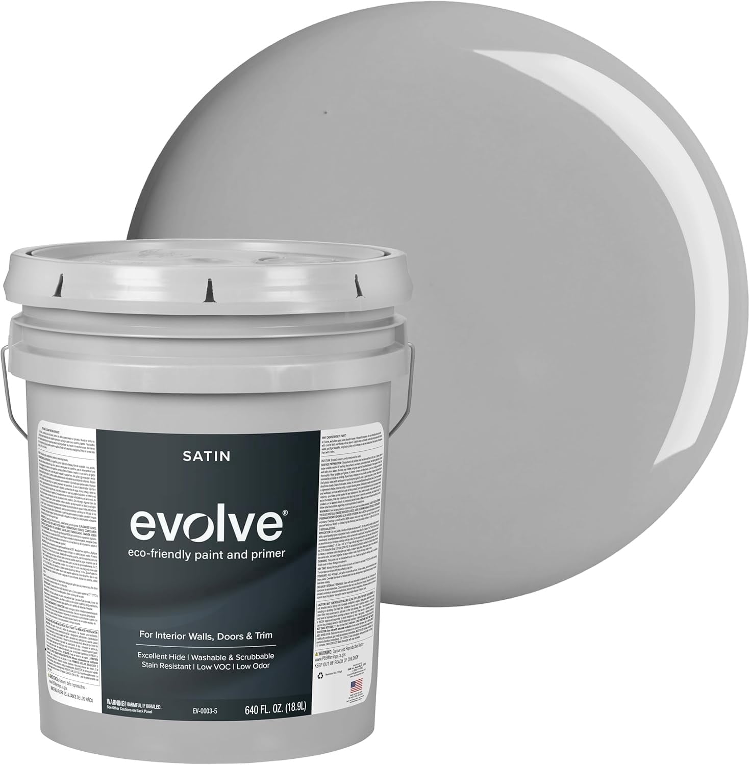 Evolve Eco-Friendly Graphite Gray Satin Sheen Acrylic Latex Paint and ...