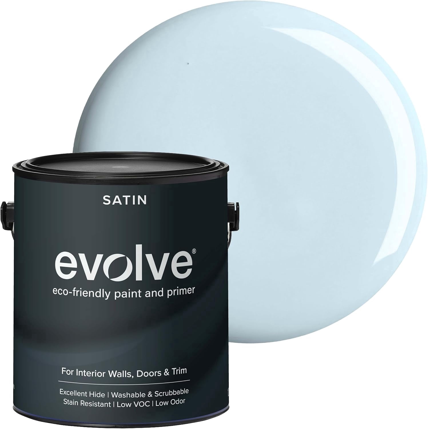 Evolve Eco-Friendly Sky Blue Satin Sheen Acrylic Latex Paint and Primer ...
