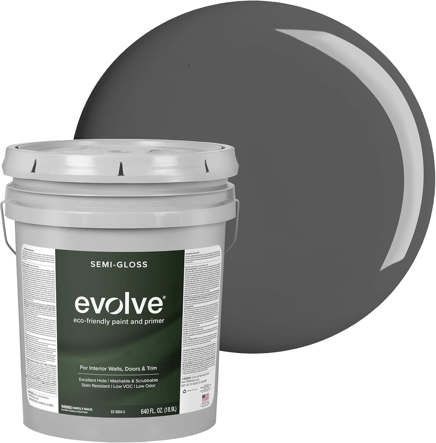 Evolve Eco-Friendly Slate Gray Semi-Gloss Acrylic Latex Paint and ...