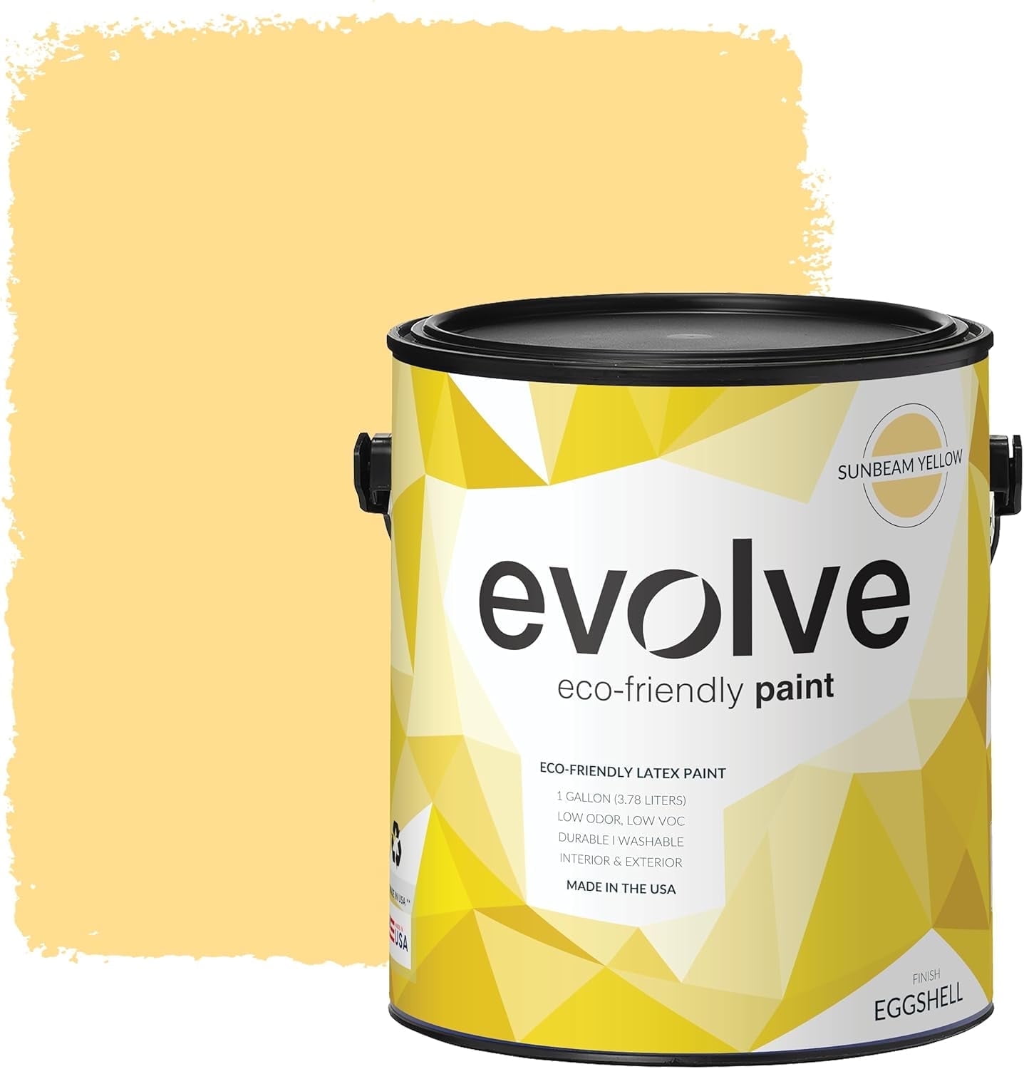 Evolve Latex Paint and Primer, Interior and Exterior Paint, Eggshell Finish, Sunbeam Yellow, 1 ...