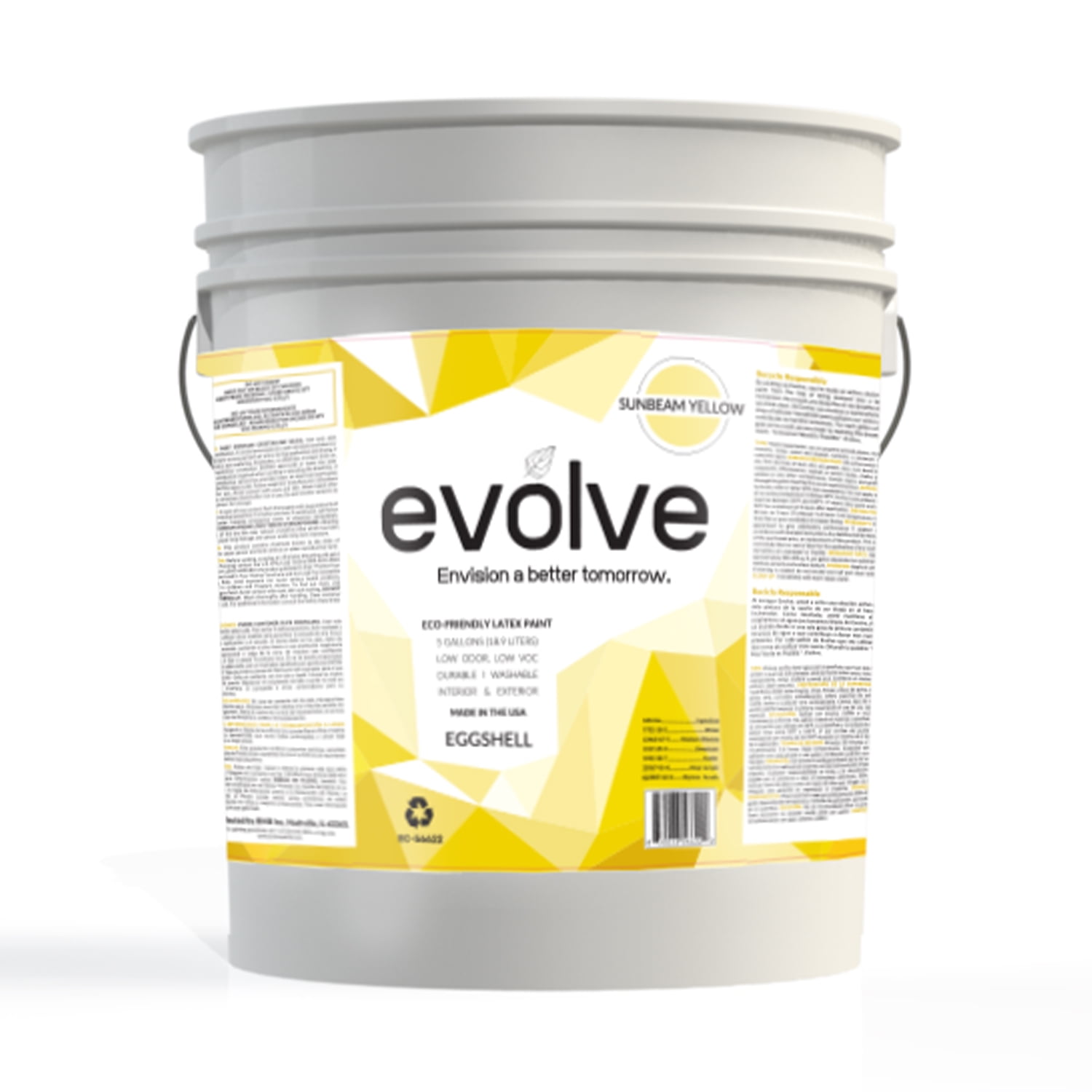 Evolve Interior Exterior Latex Eggshell Finish Sunbeam Yellow (5G) - Walmart.com