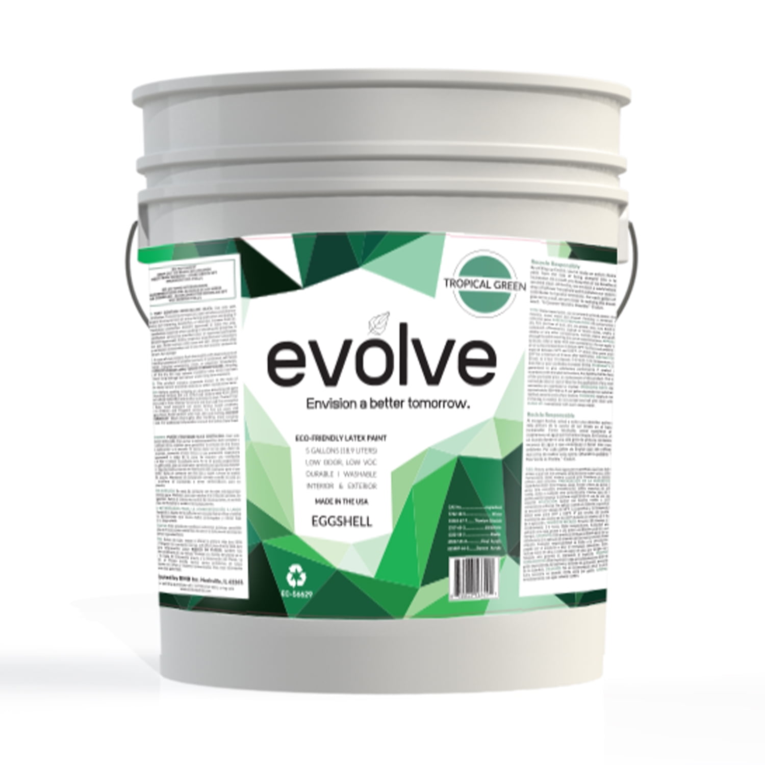 Evolve Interior Exterior Latex Eggshell Finish Tropical Green (5G) - Walmart.com