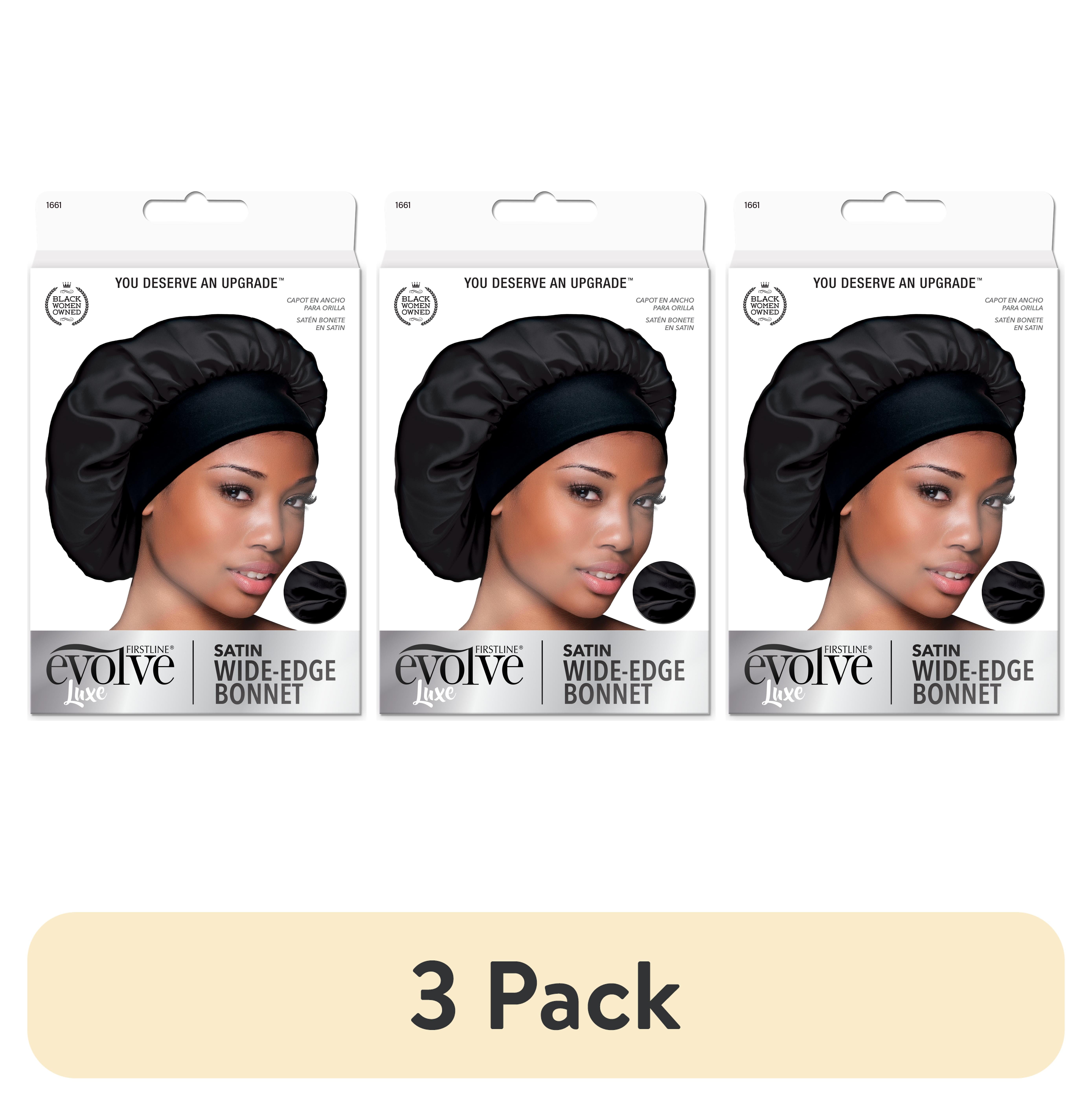 (3 pack) Evolve Luxe Satin Wide Edge Bonnet Black - Walmart.com
