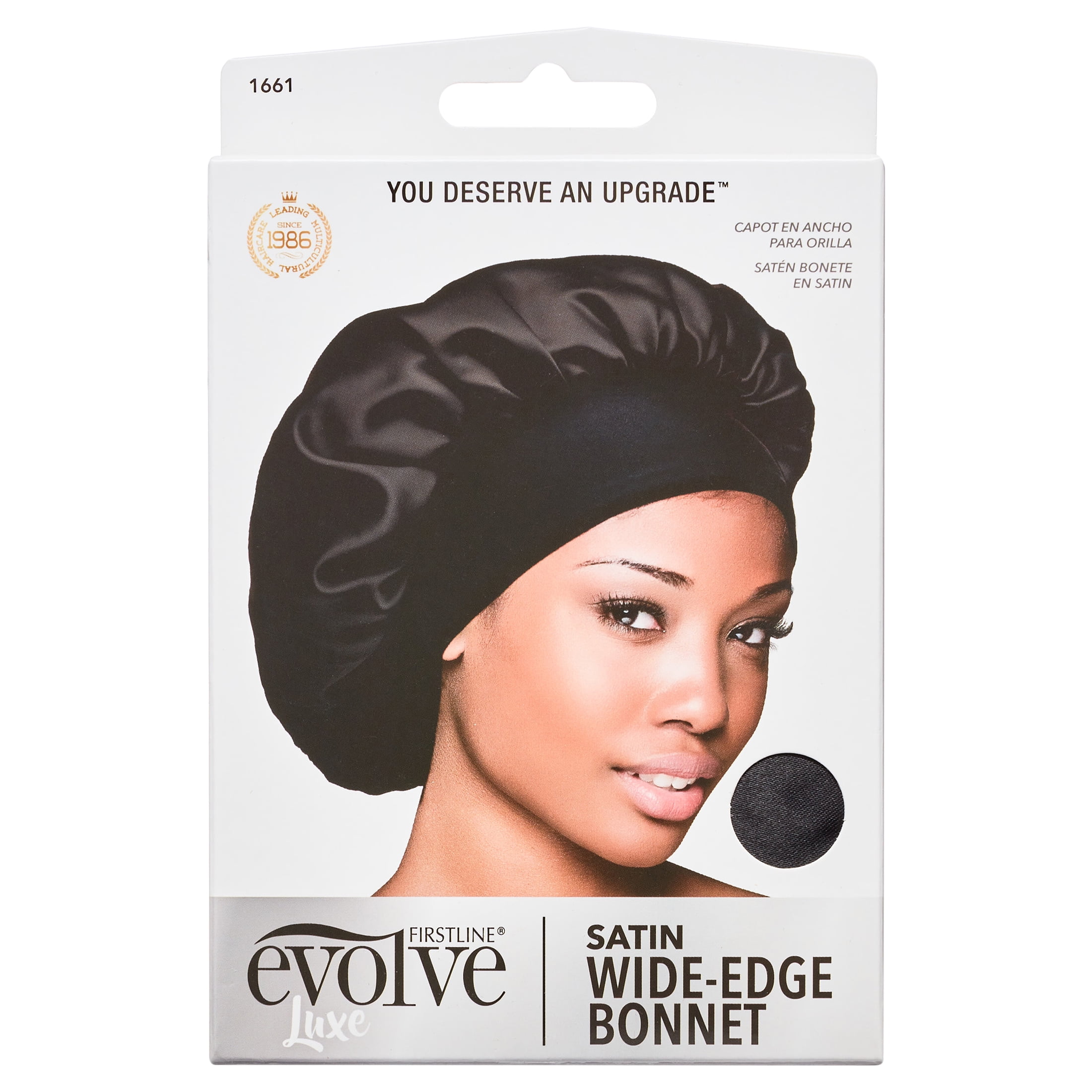 Evolve Satin Wide-Edge Bonnet, Black, 1 Count - Walmart.com