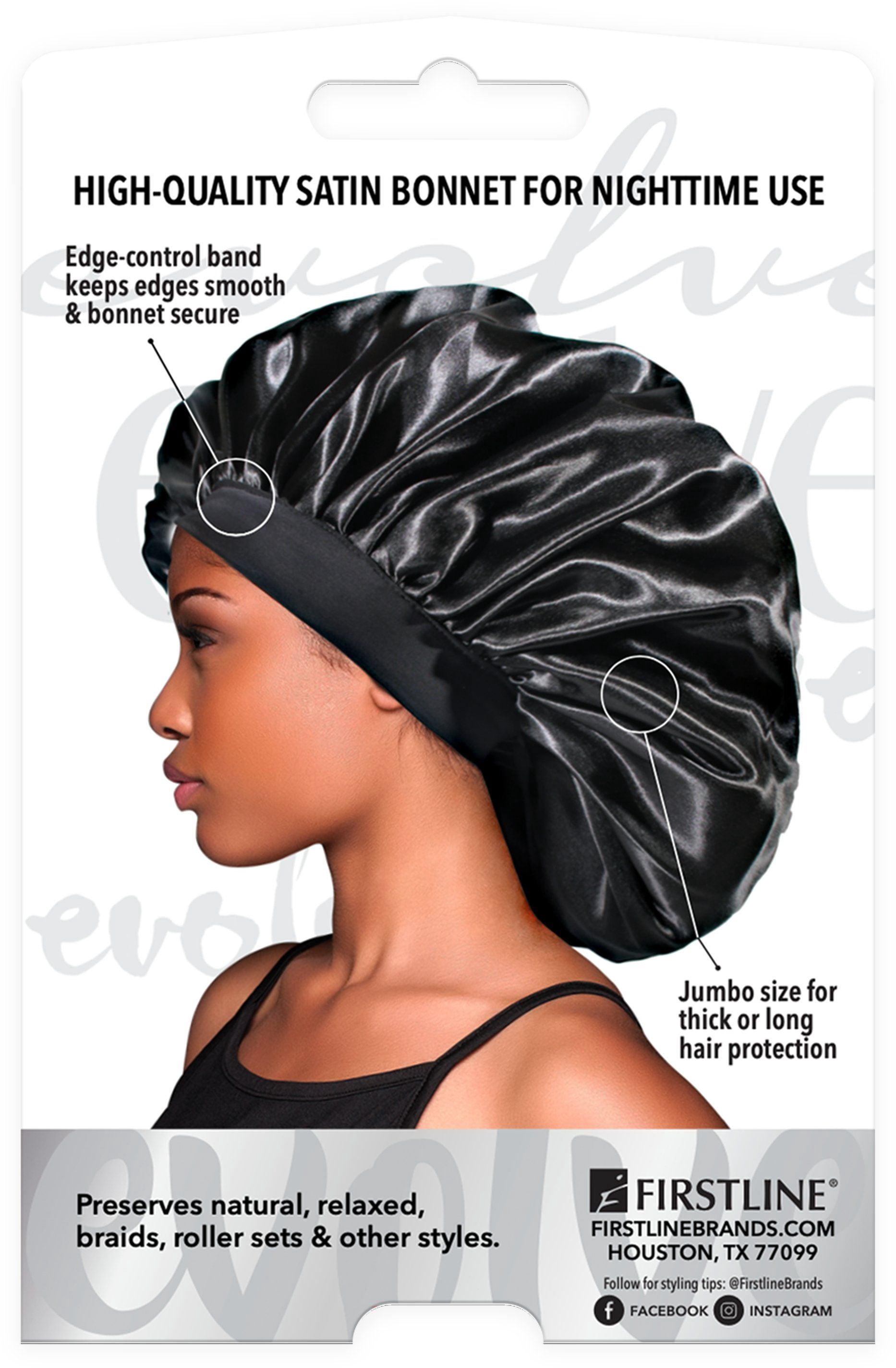 Evolve Satin Wide Edge Jumbo Black Bonnet - 1 ct - Walmart.com