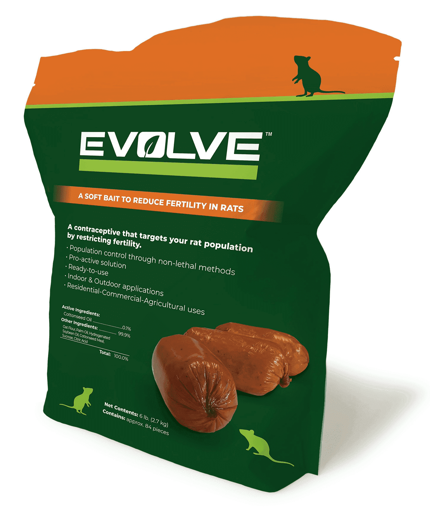Evolve Rat Birth Control, Indoor and Outdoor Use, Rat Soft Bait, Pouch Refill, 6 LB, 83 Pieces ...