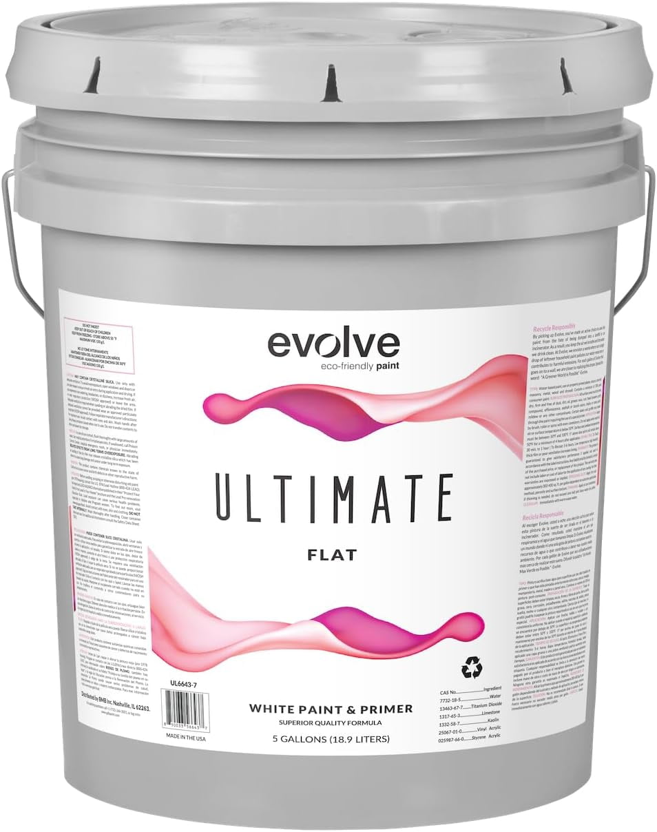 Evolve Ultimate Latex White Paint & Primer with Flat Finish, Interior ...