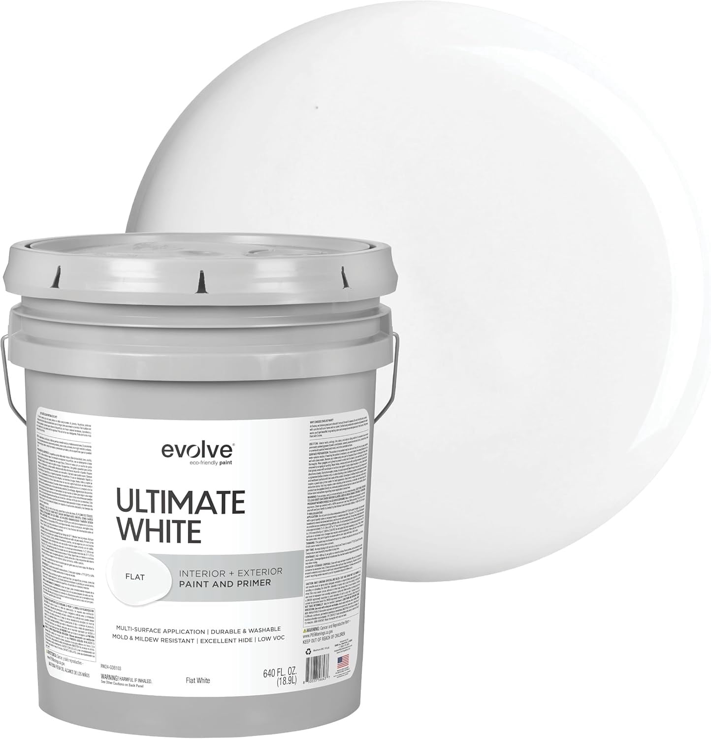 Evolve Ultimate Latex White Paint & Primer with Flat Finish, Interior ...