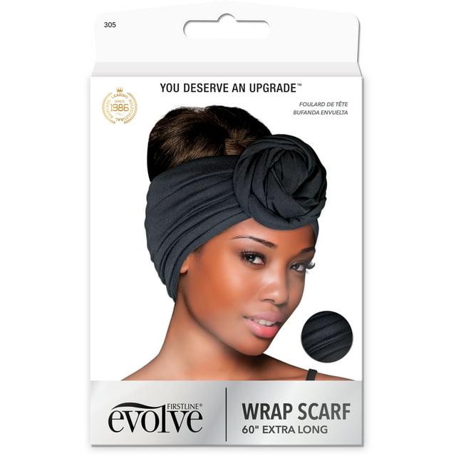 Evolve Fabric Head Wrap Scarf, Versatile Styling, Black, 1 Count ...