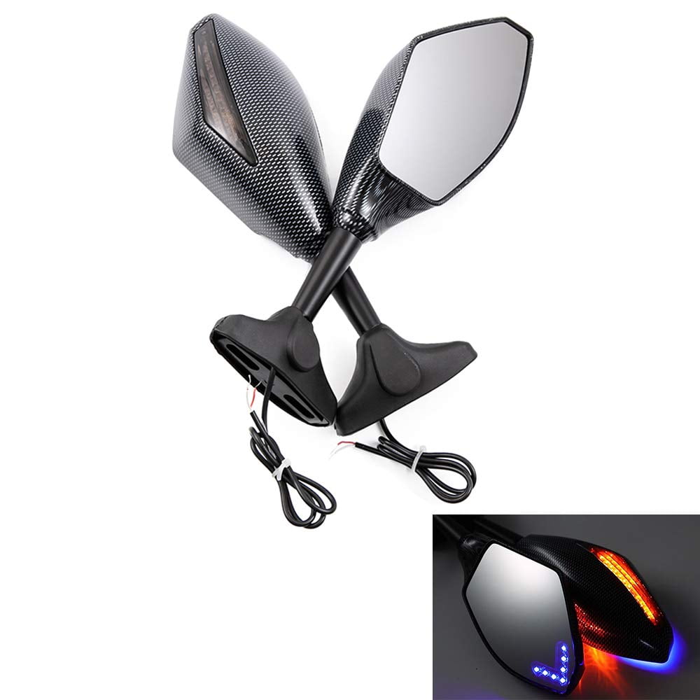 Evomosa Motorcycle Rearview Mirror, LED Turn Signal Mirror, Running ...