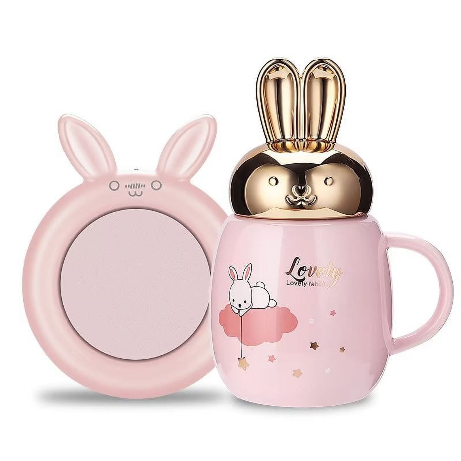Evomosa Smart Coffee Mug Warmer & Cute Rabbit Mug Set, Auto Shut Off ...