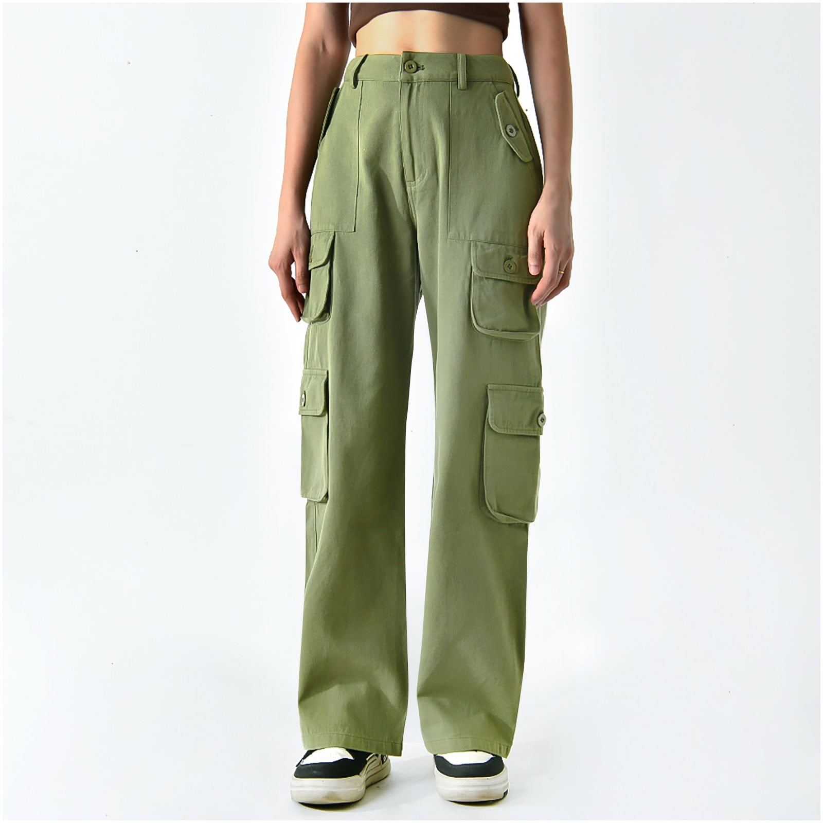 Evotelvi Cargo Pants for High Waist Straight Leg Cargo Pants Workout Cargo Pants for Fall with ...