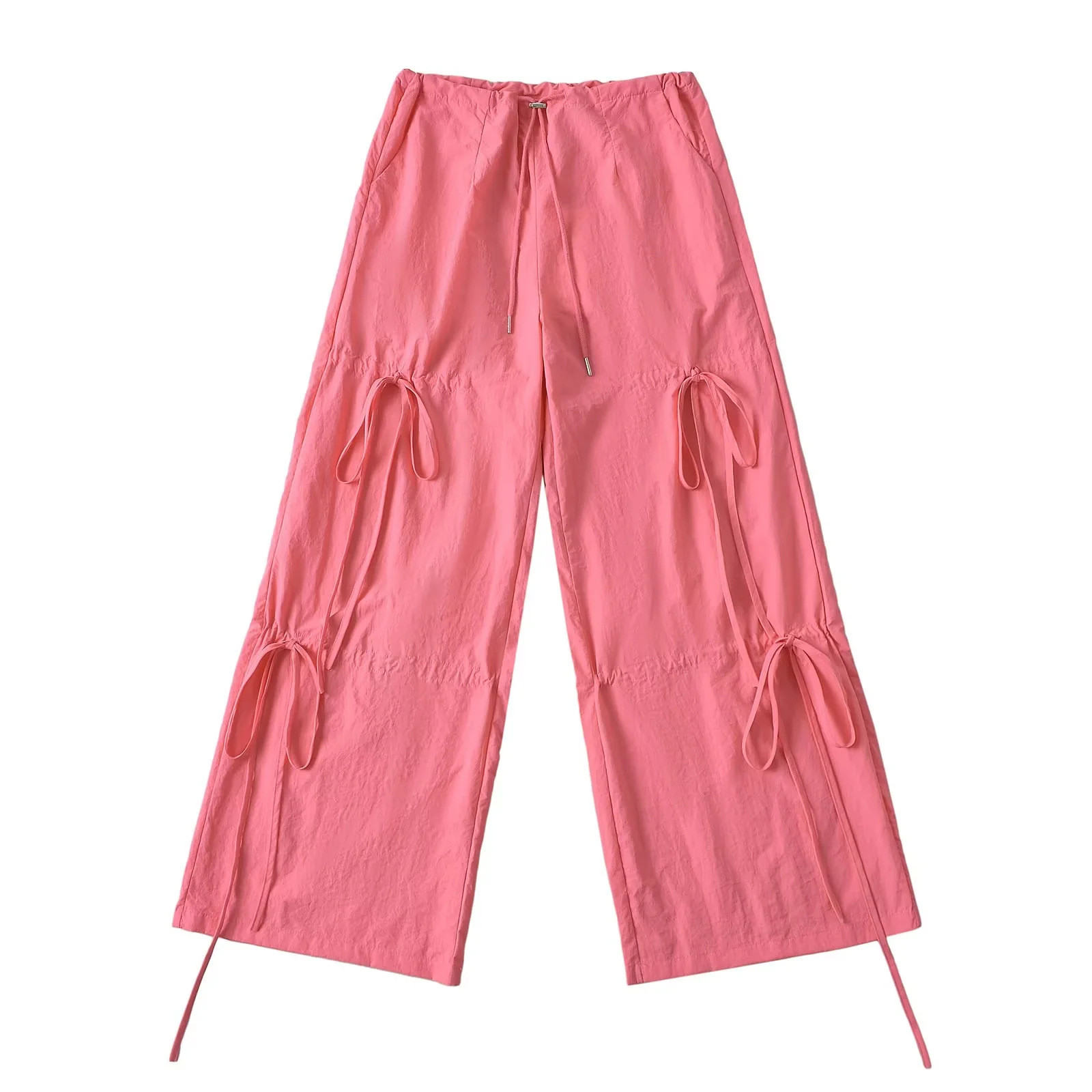 Evotelvi Low-rise Loose Casual Drawstring Bow Lace-up Overalls and ...