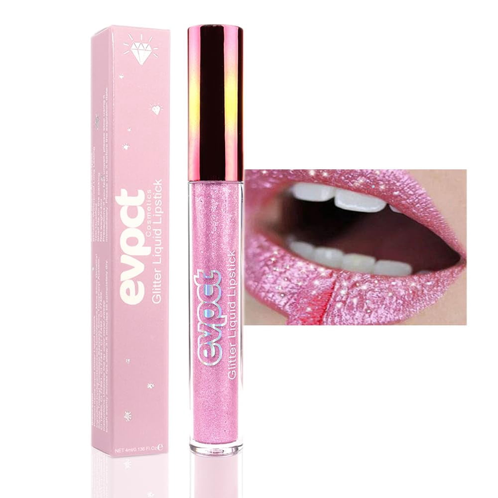 Evpct 1Pcs Nude Gold Matte to Glitter Liquid Lipstick Lip Set Kit, Long ...